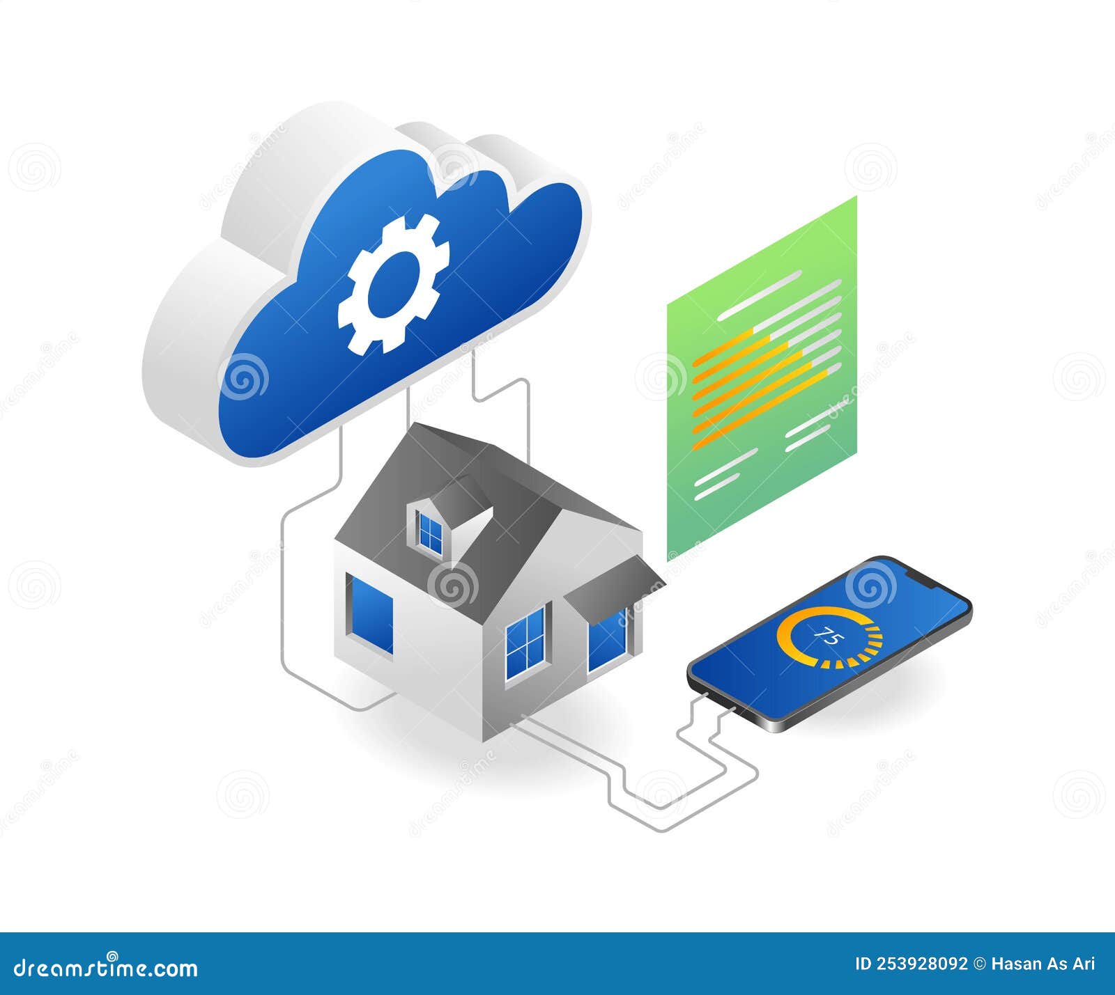 Smart Home with Cloud Server Stock Illustration - Illustration of ...