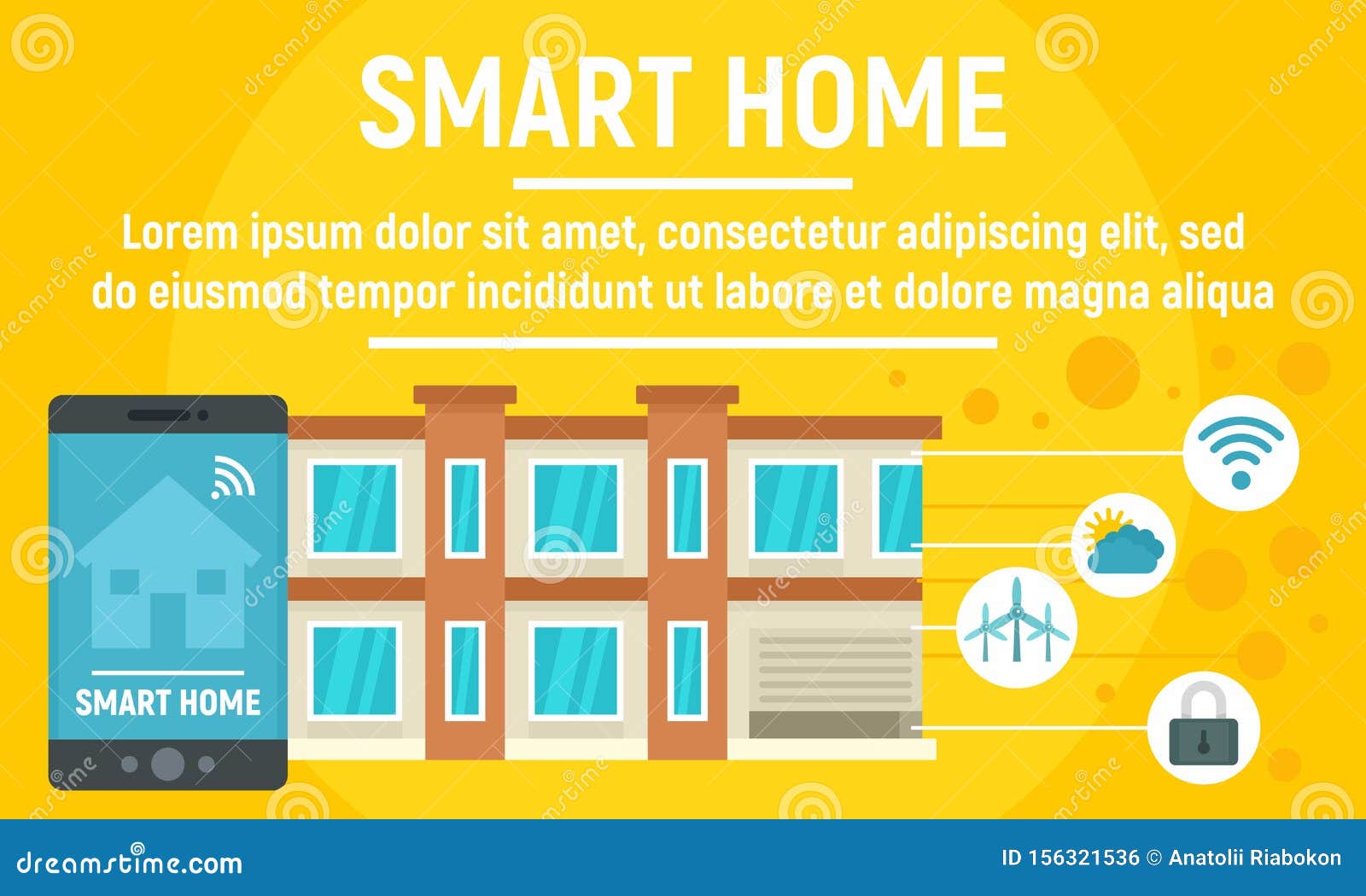 Smart Home Concept Banner, Flat Style Stock Vector - Illustration of ...