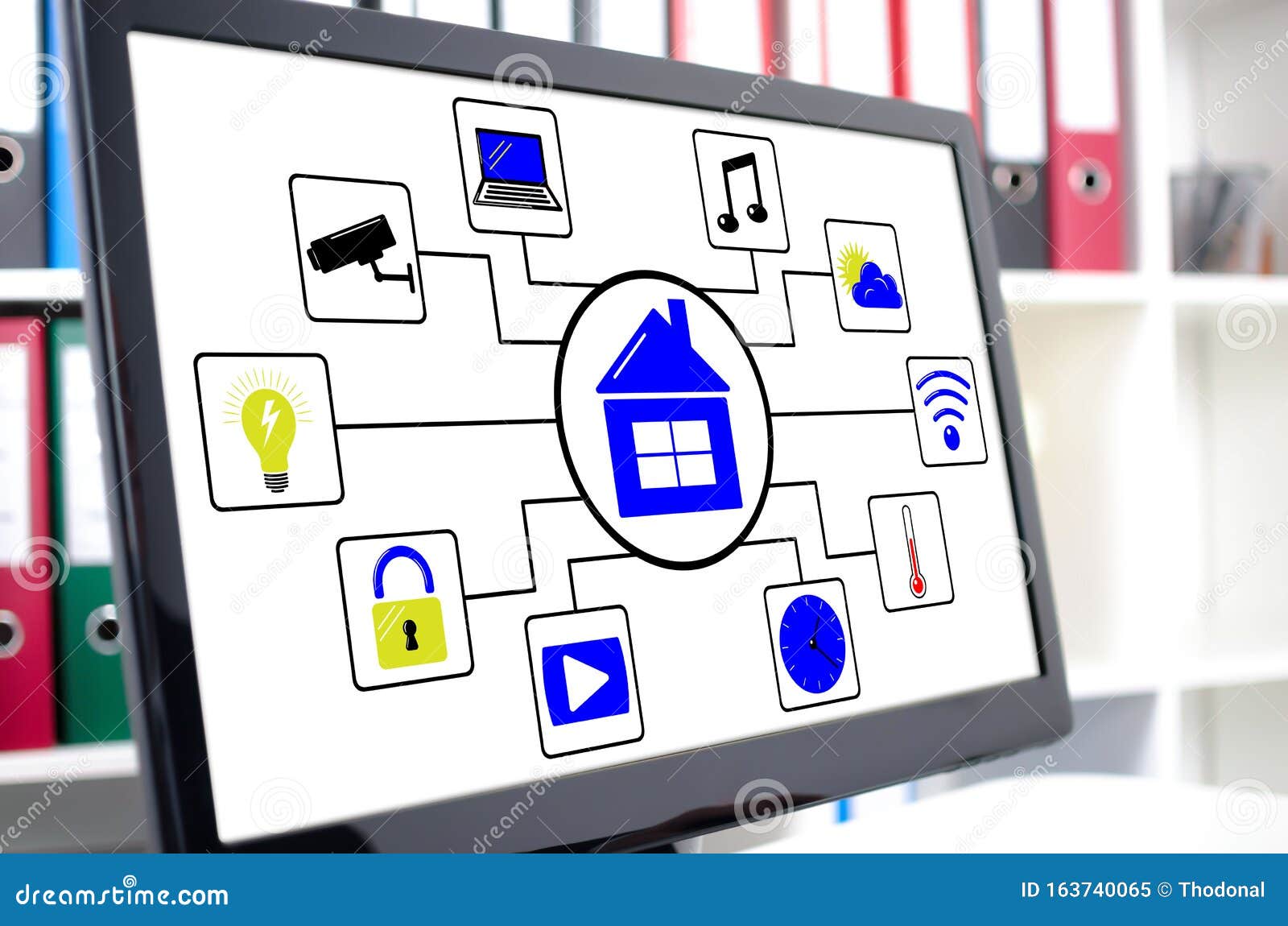 Smart Home Concept on a Computer Screen Stock Image - Image of saving ...