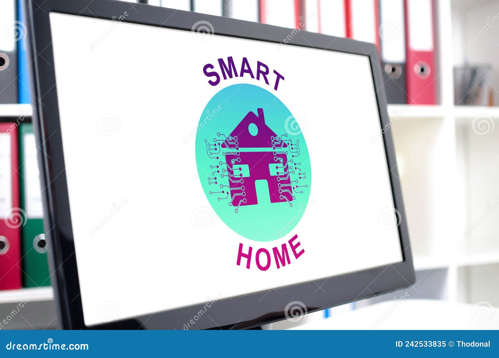 Smart Home Concept on a Computer Screen Stock Illustration ...