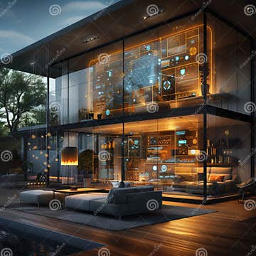 Smart Home Concept 3D Render Featuring Interactive Map Display Stock ...