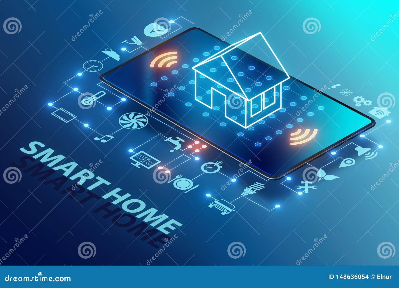 Smart Home Concept - 3d Rendering Stock Illustration - Illustration of ...