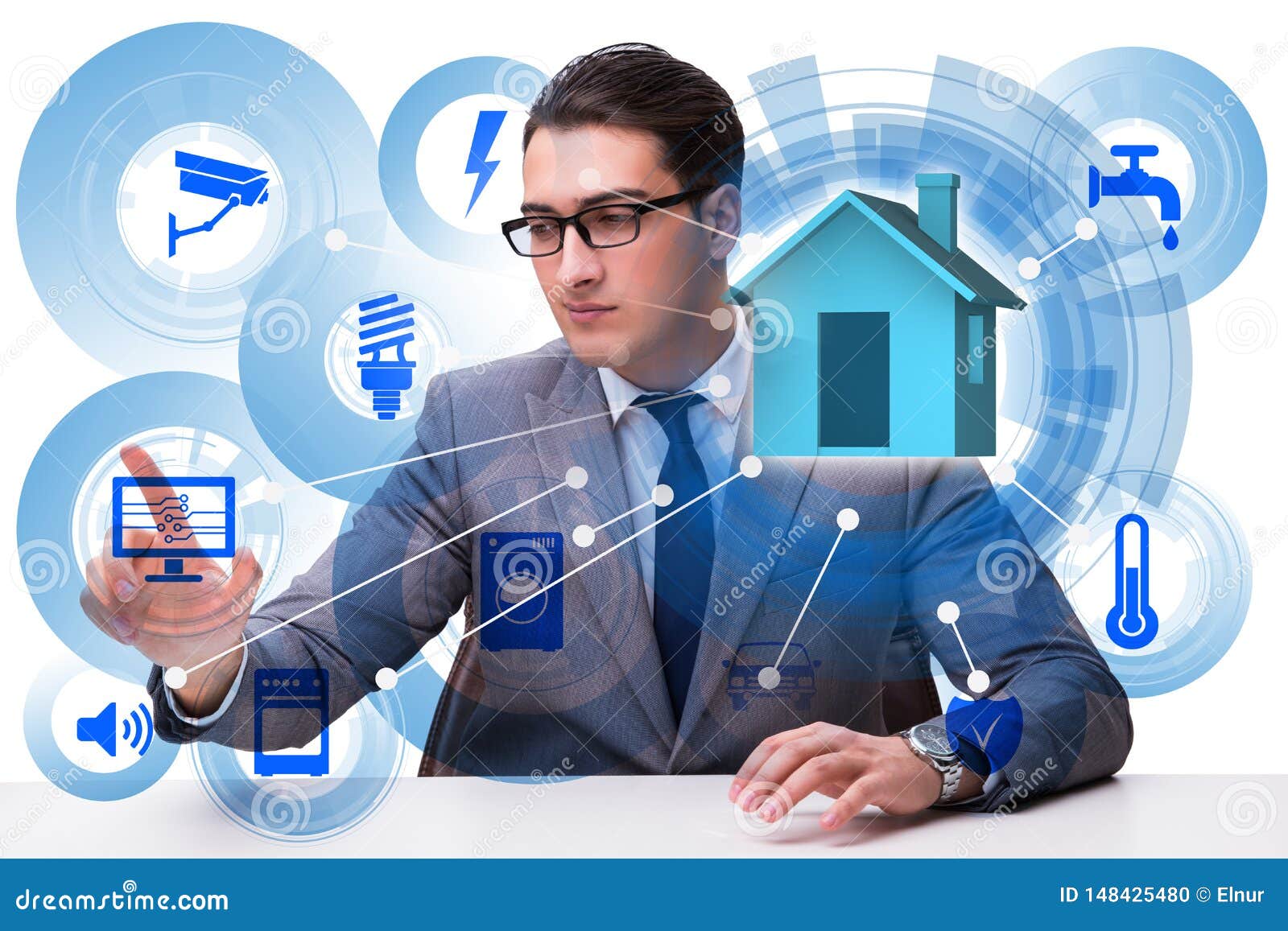 The Smart Home Concept with Devices and Appliances Stock Photo - Image ...