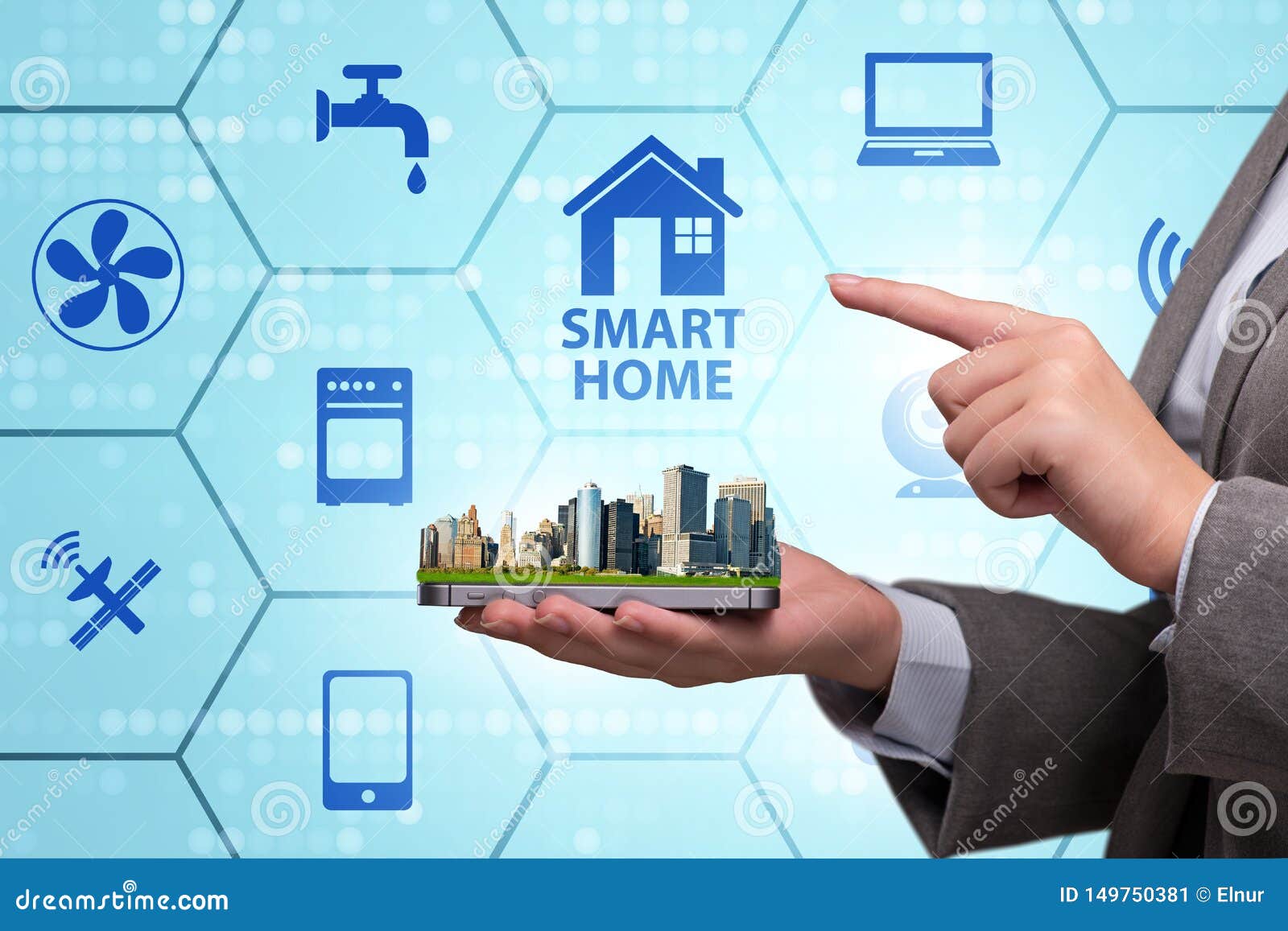 Smart Home Concept with Devices and Appliances Stock Image - Image of ...