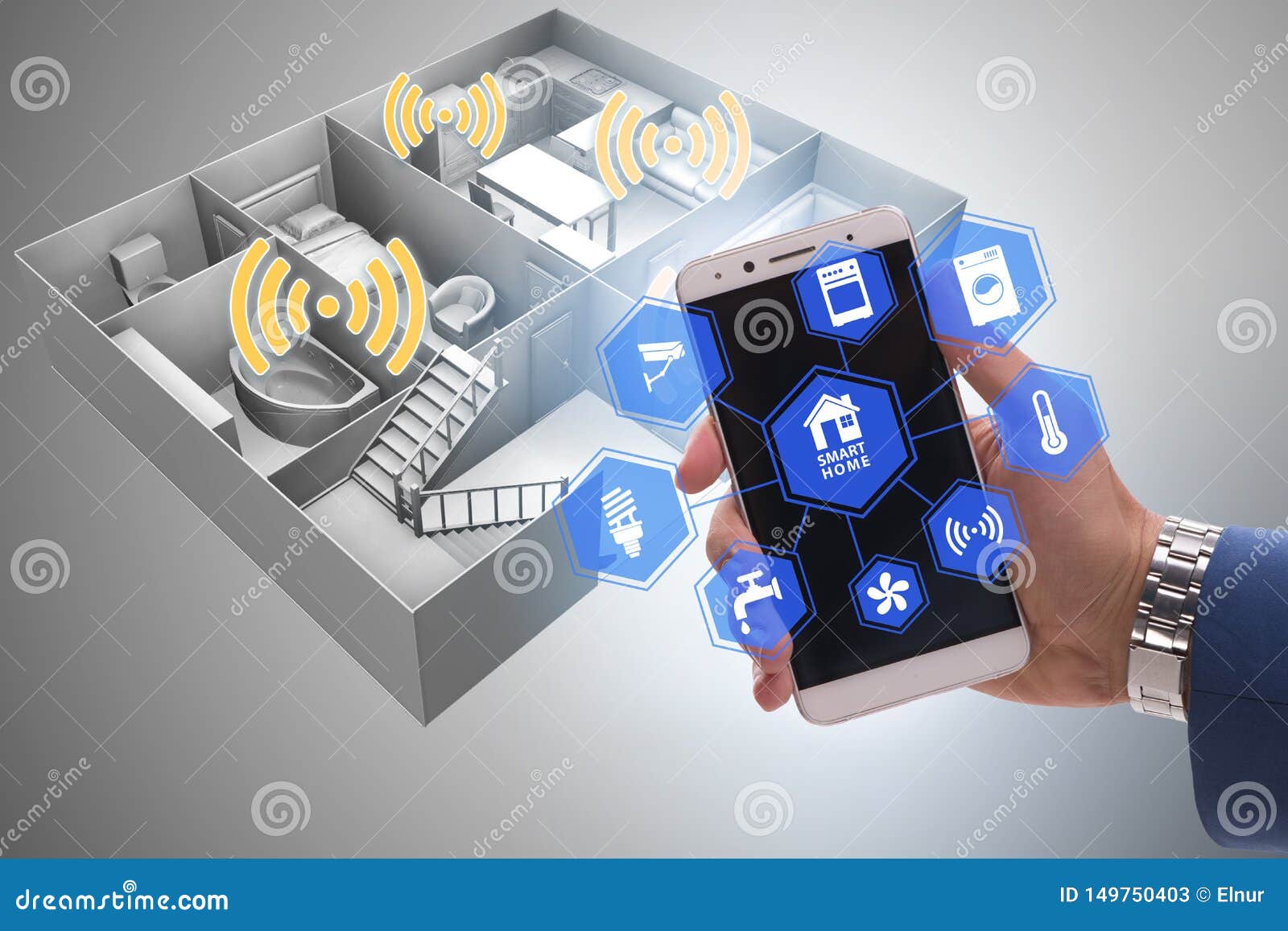 Smart Home Concept with Devices and Appliances Stock Image - Image of ...