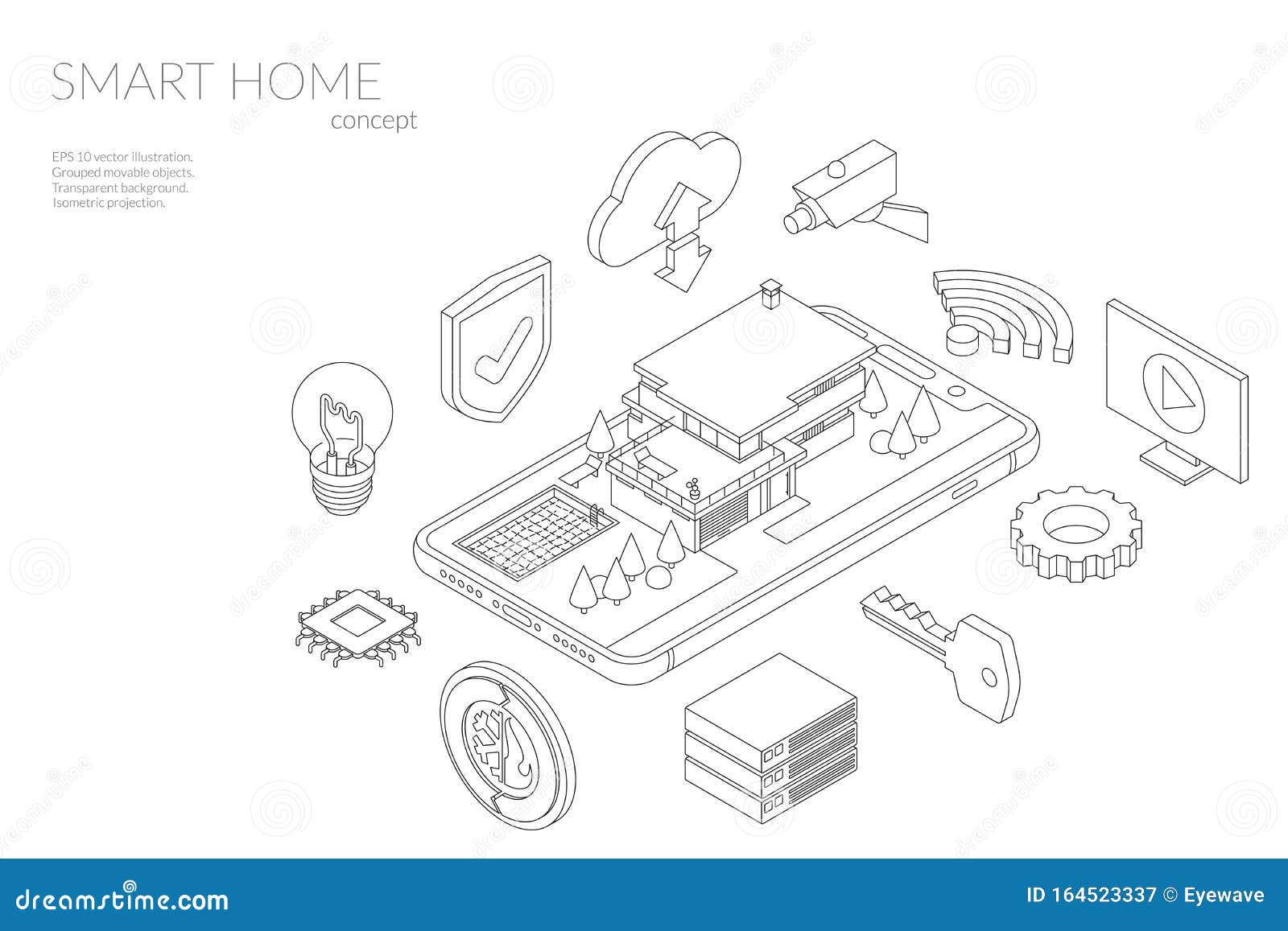 Smart Home Concept Isometric Vector Illustration Stock Vector ...