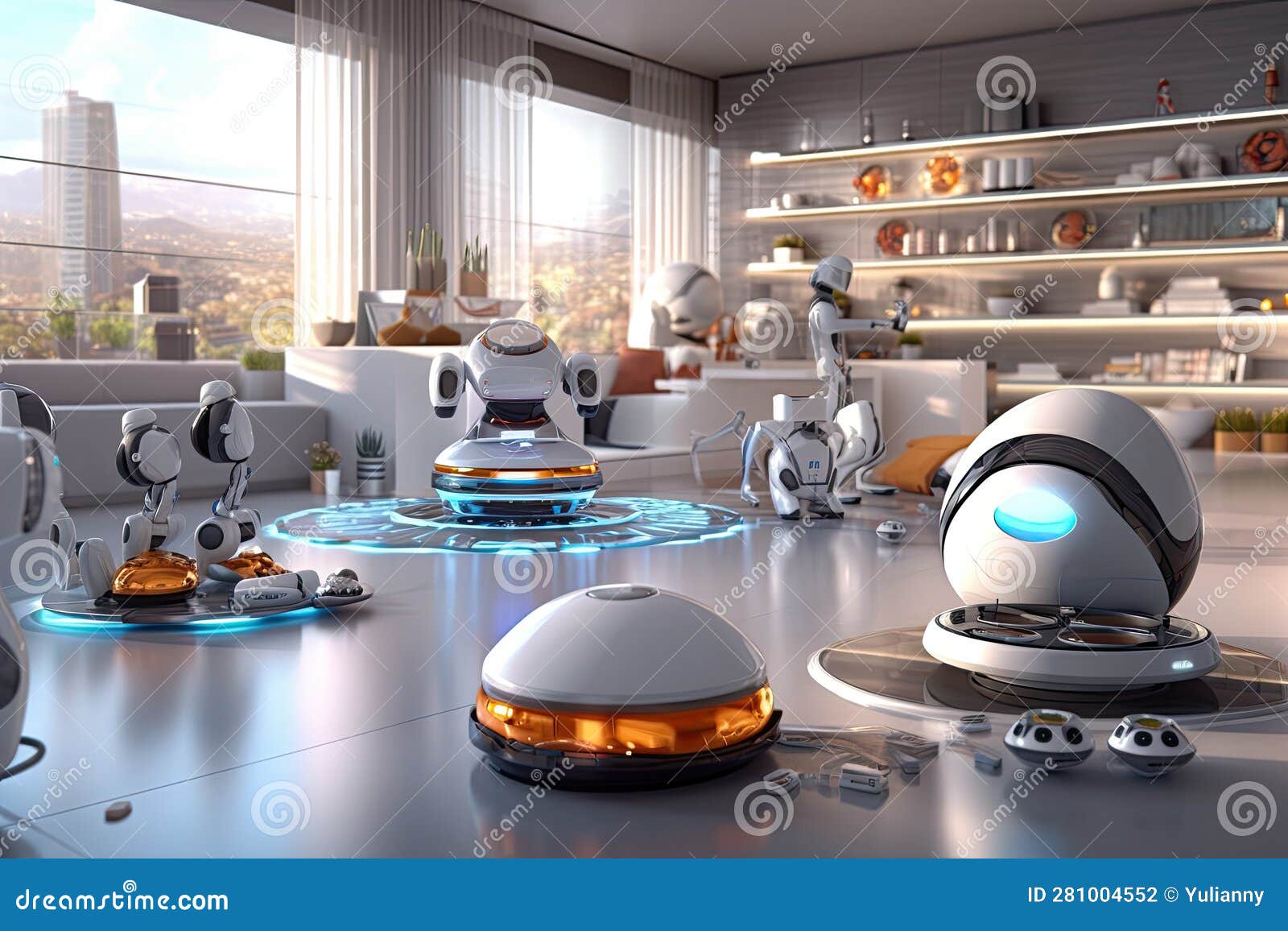 Smart Home Concept. Home Robot. Generative AI Stock Illustration ...