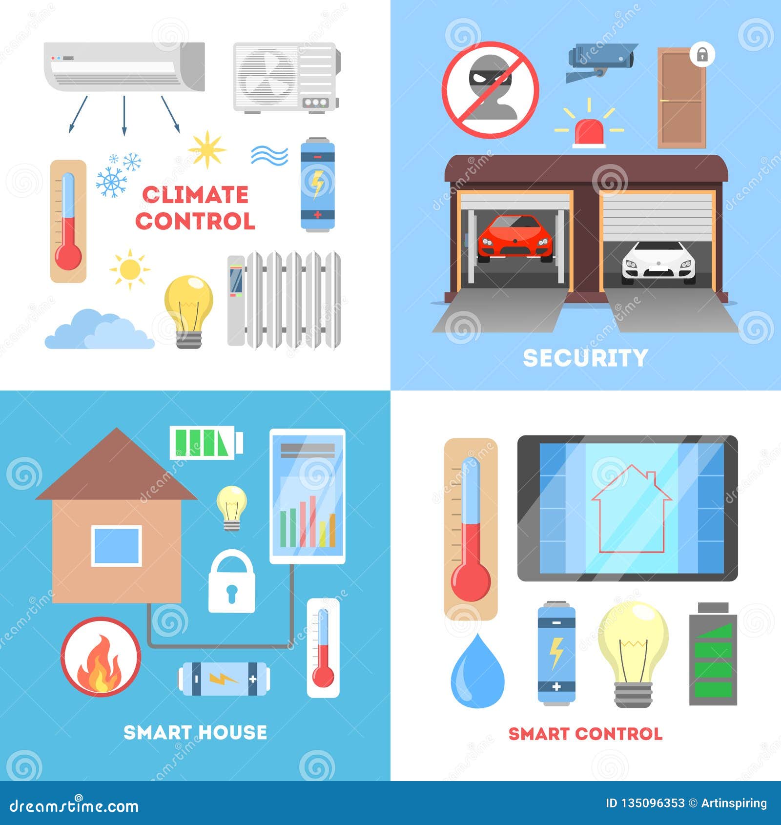 Smart Home Concept Set. Collection of Infographic Stock Vector ...
