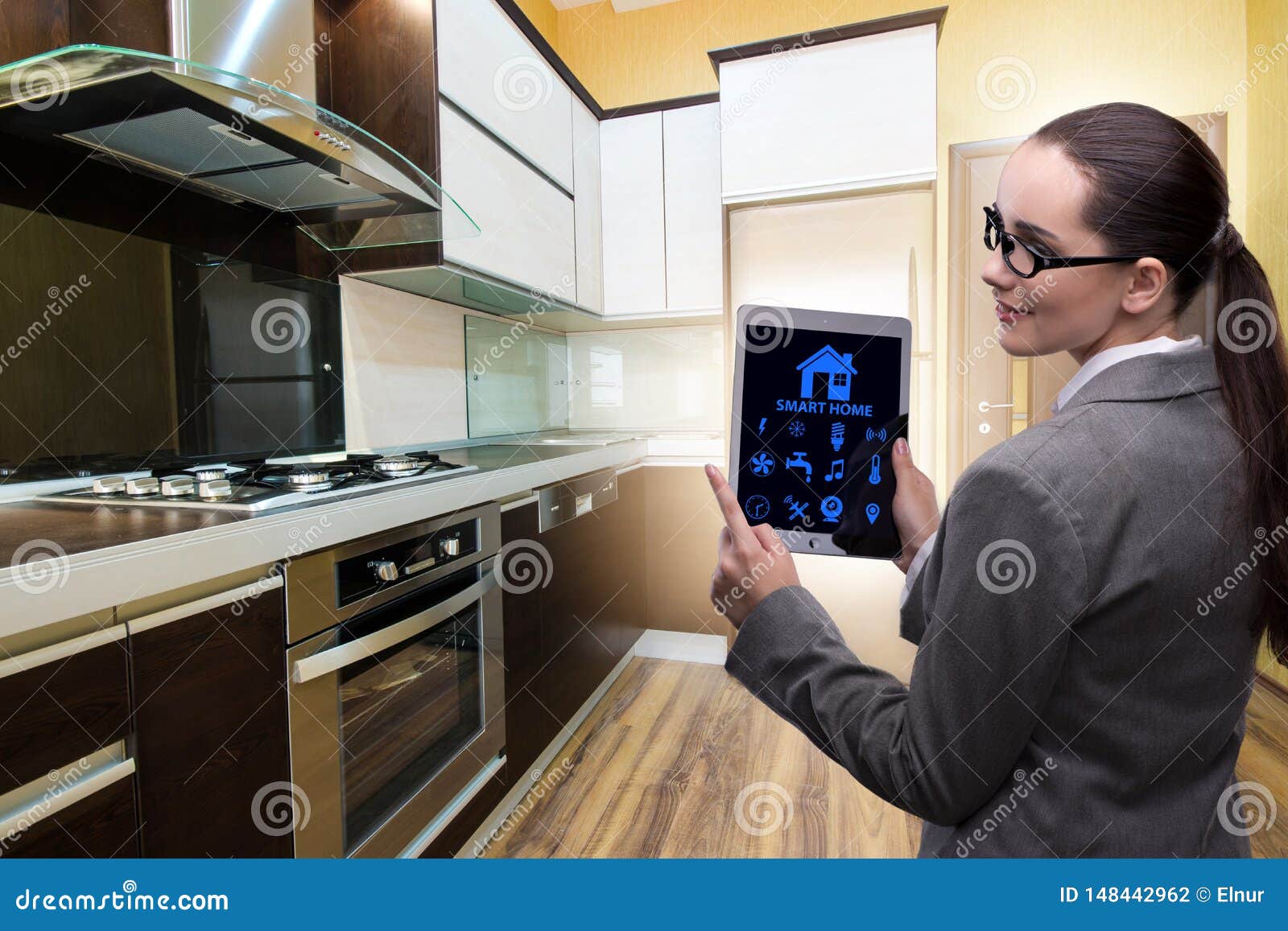 The Smart Home Concept with Woman Stock Photo - Image of automation ...