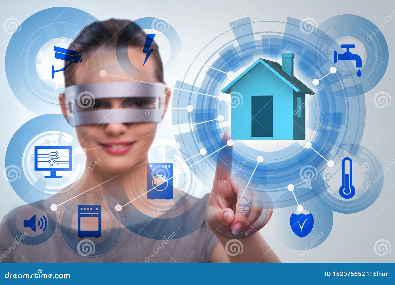 Smart Home Concept with Woman Stock Photo - Image of intelligence ...