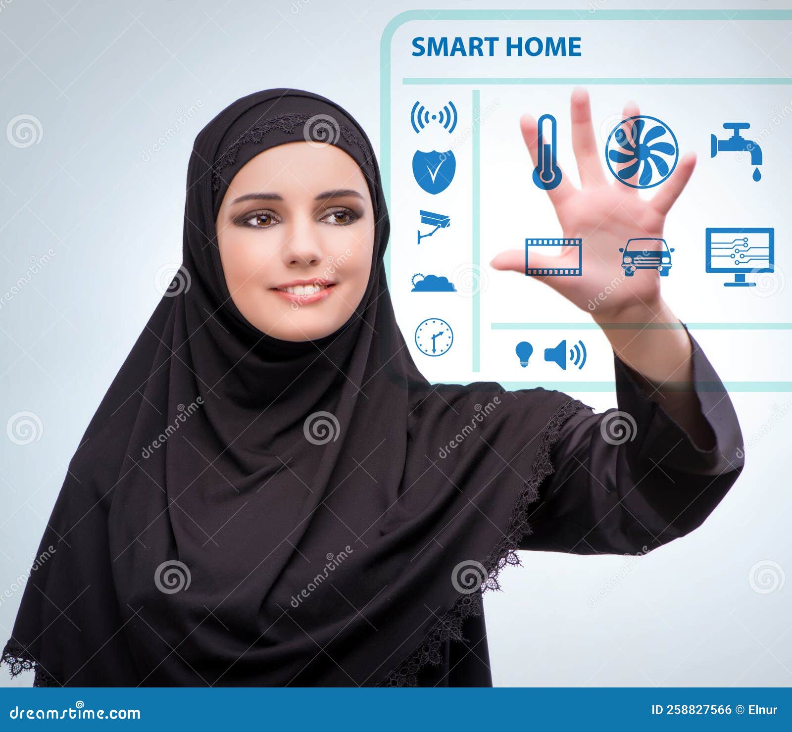 Smart Home Concept with Woman Stock Photo - Image of hand, emirates ...