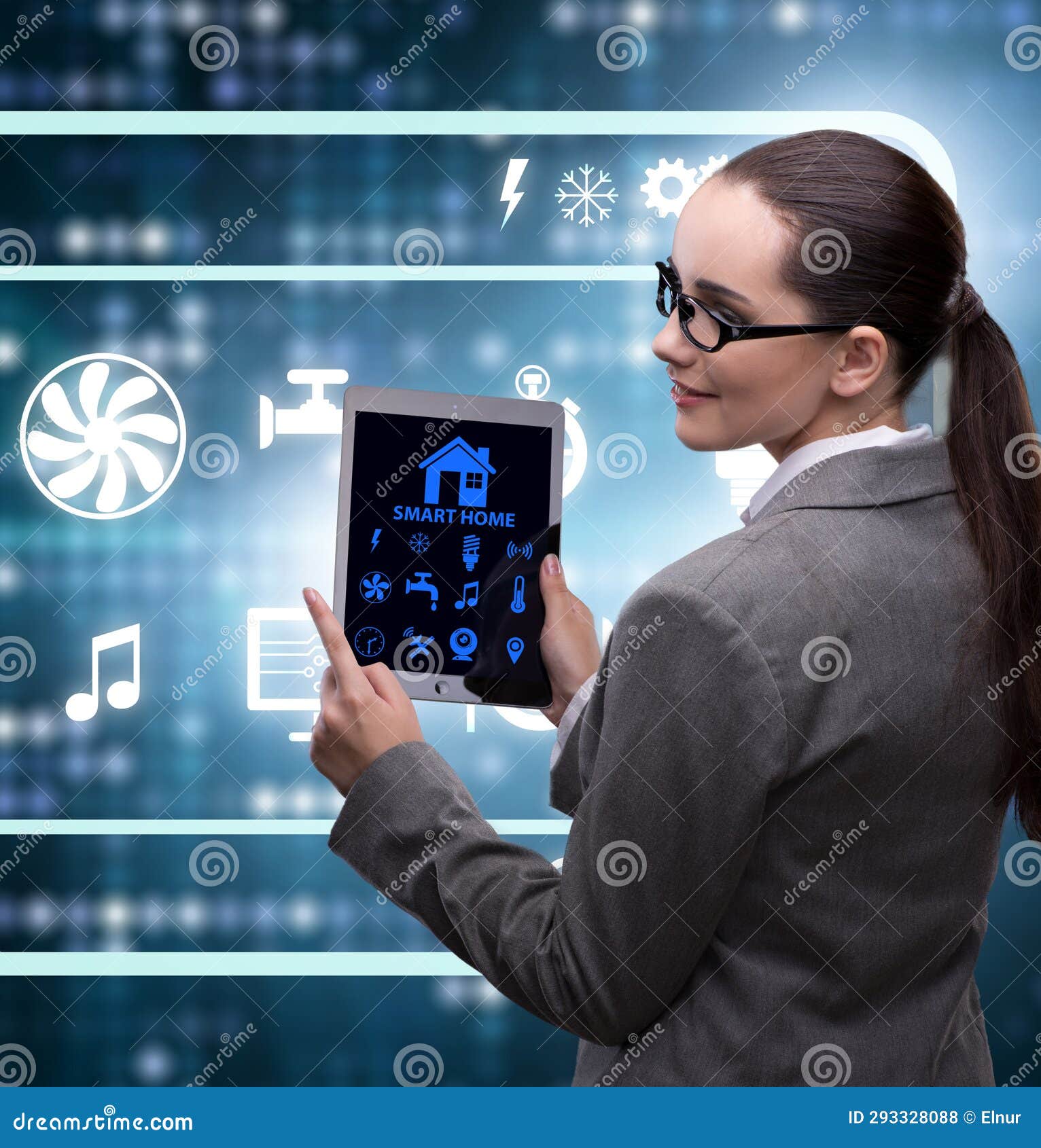 Smart Home Concept with Woman Stock Photo - Image of efficiency ...