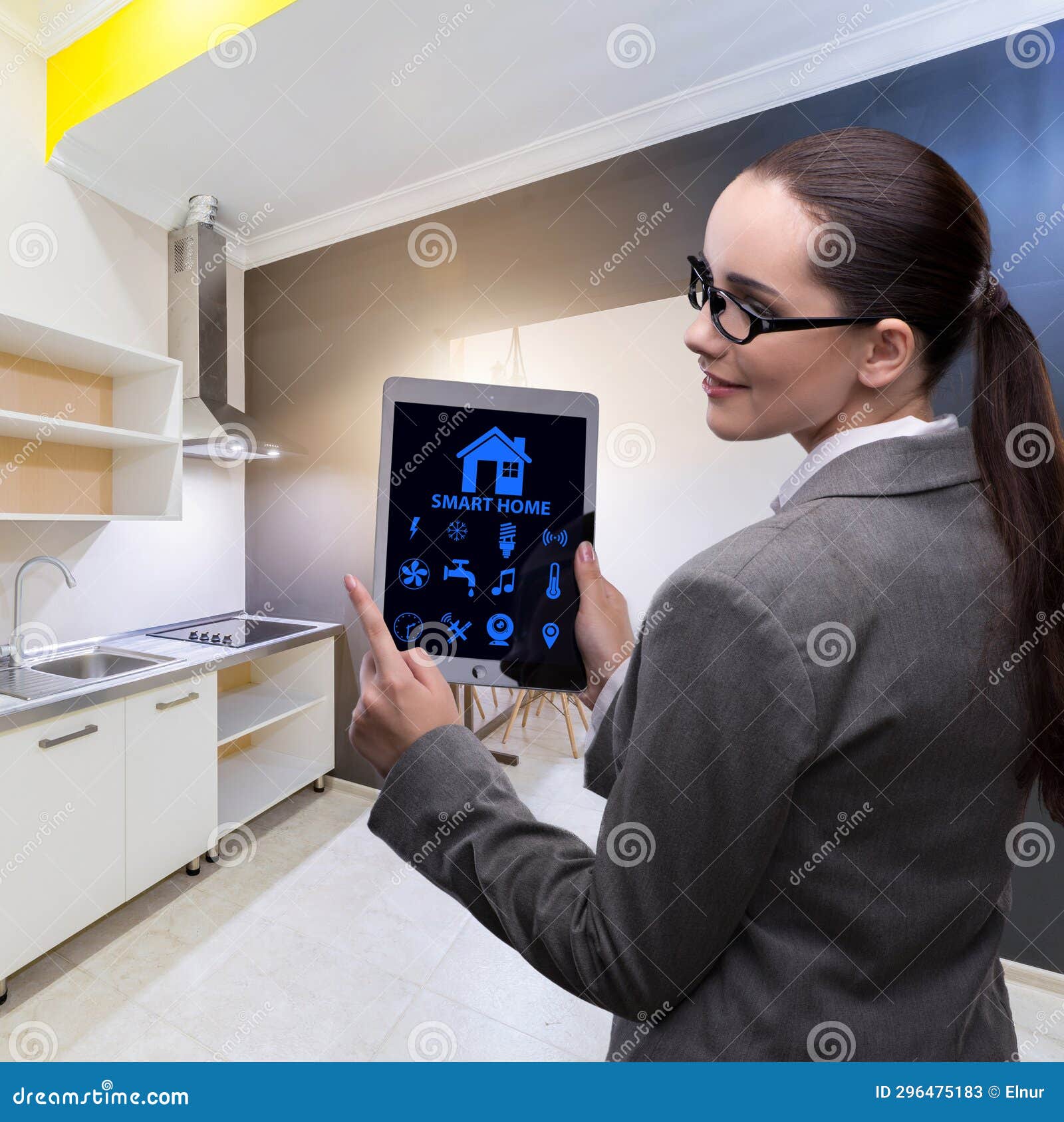 Smart Home Concept with Woman Stock Image - Image of concept ...