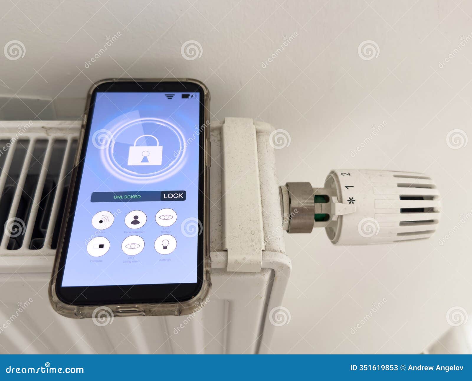 Smart Home Control Concept. Adjusting Temperature with Smartphone ...