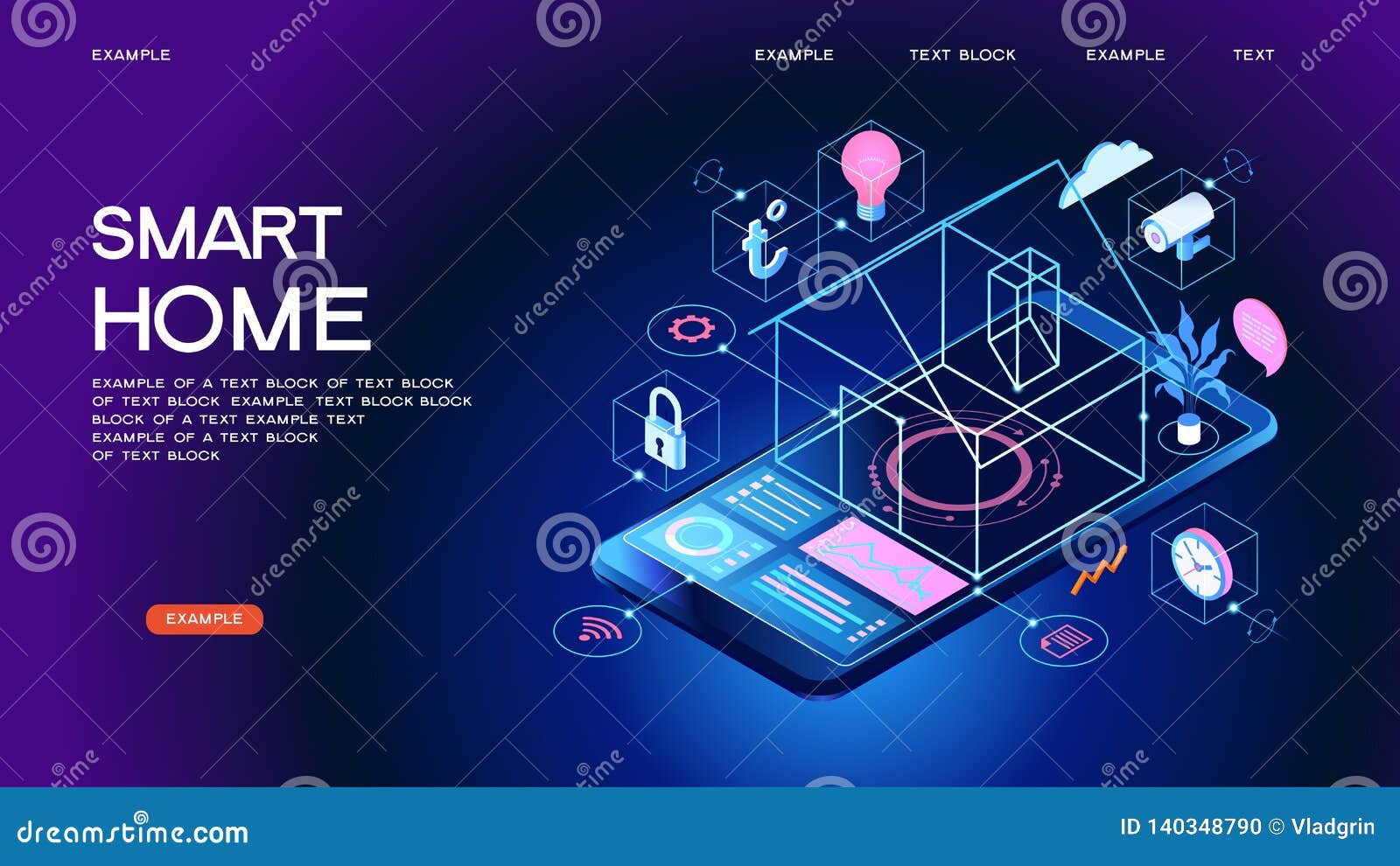 Smart Home Control Concept Banner Stock Vector - Illustration of ...