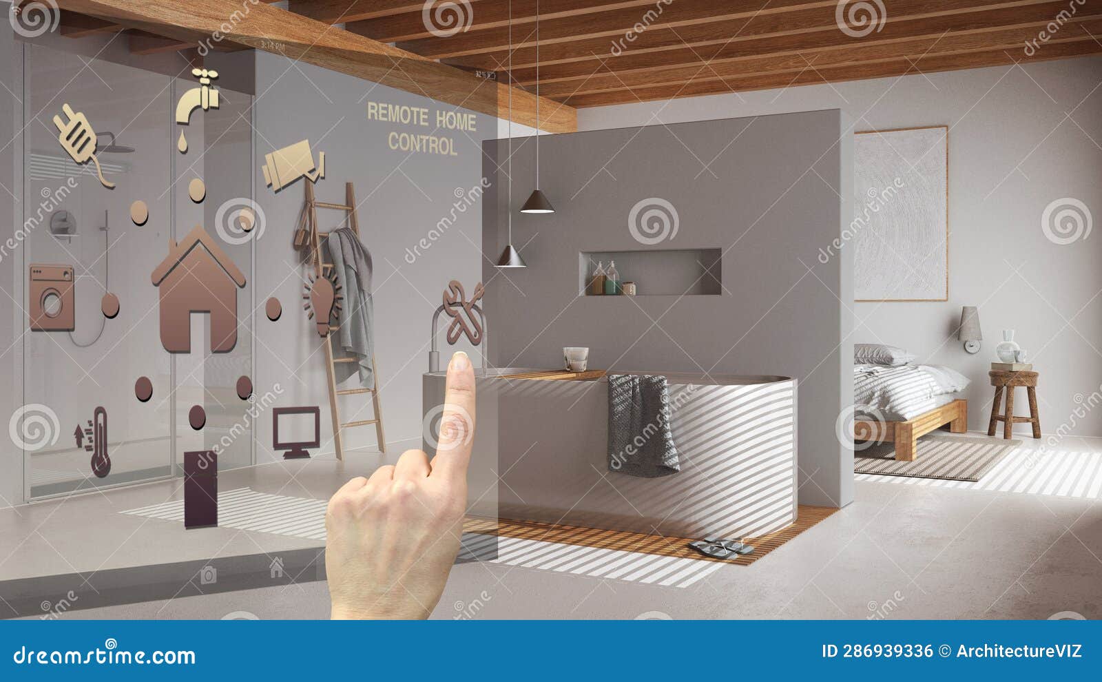 Smart Home Control Concept, Hand Controlling Digital Interface from ...