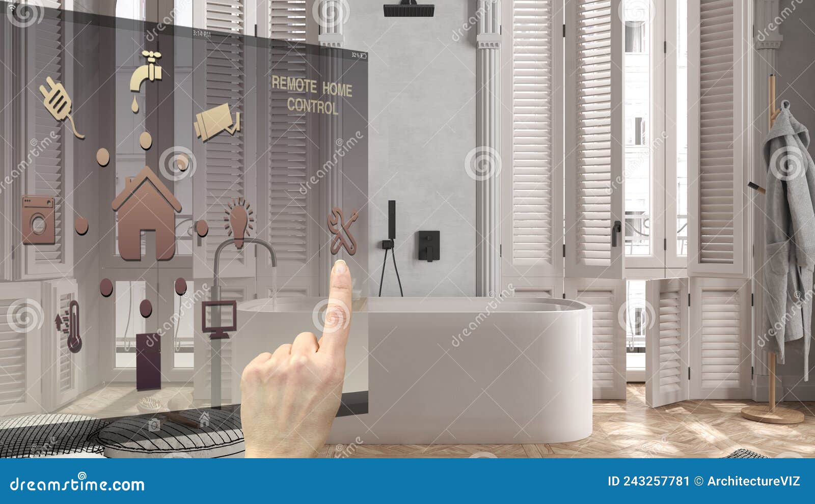 Smart Home Control Concept, Hand Controlling Digital Interface from ...