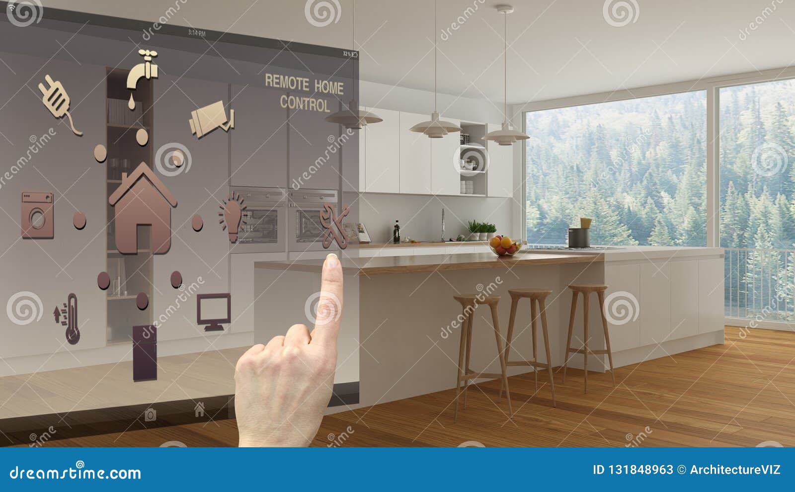 Smart Home Control Concept, Hand Controlling Digital Interface from ...