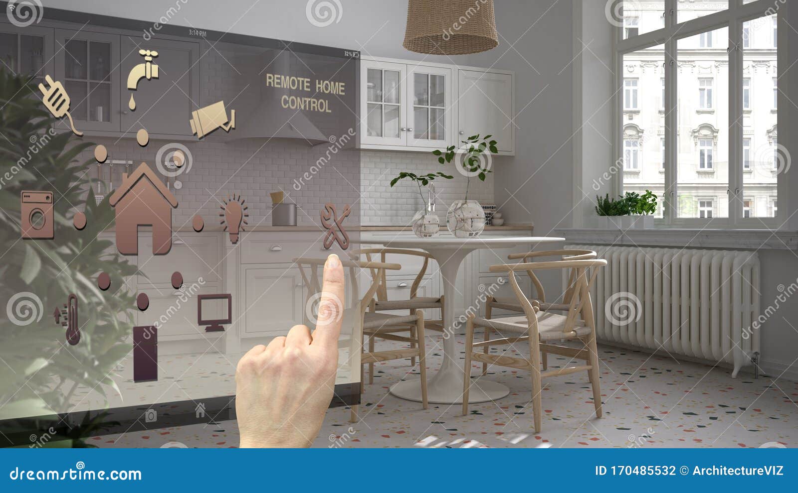 Smart Home Control Concept, Hand Controlling Digital Interface from ...