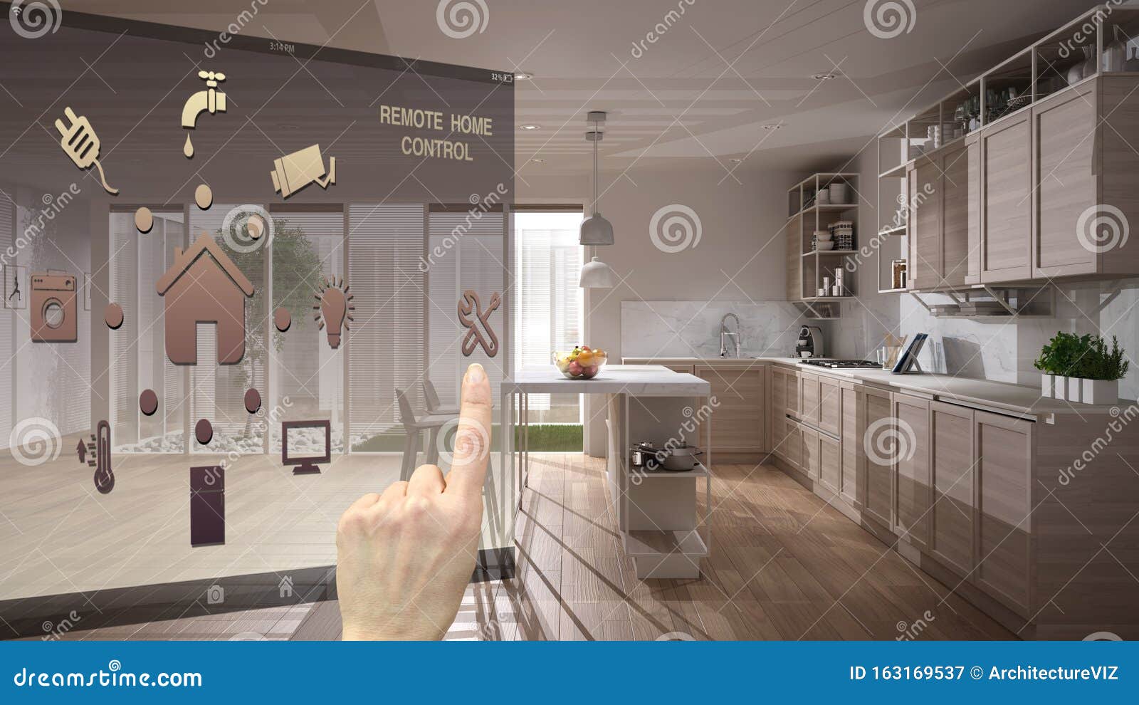 Smart Home Automation Concept With Hand Holding Bezel Free Smartphone ...
