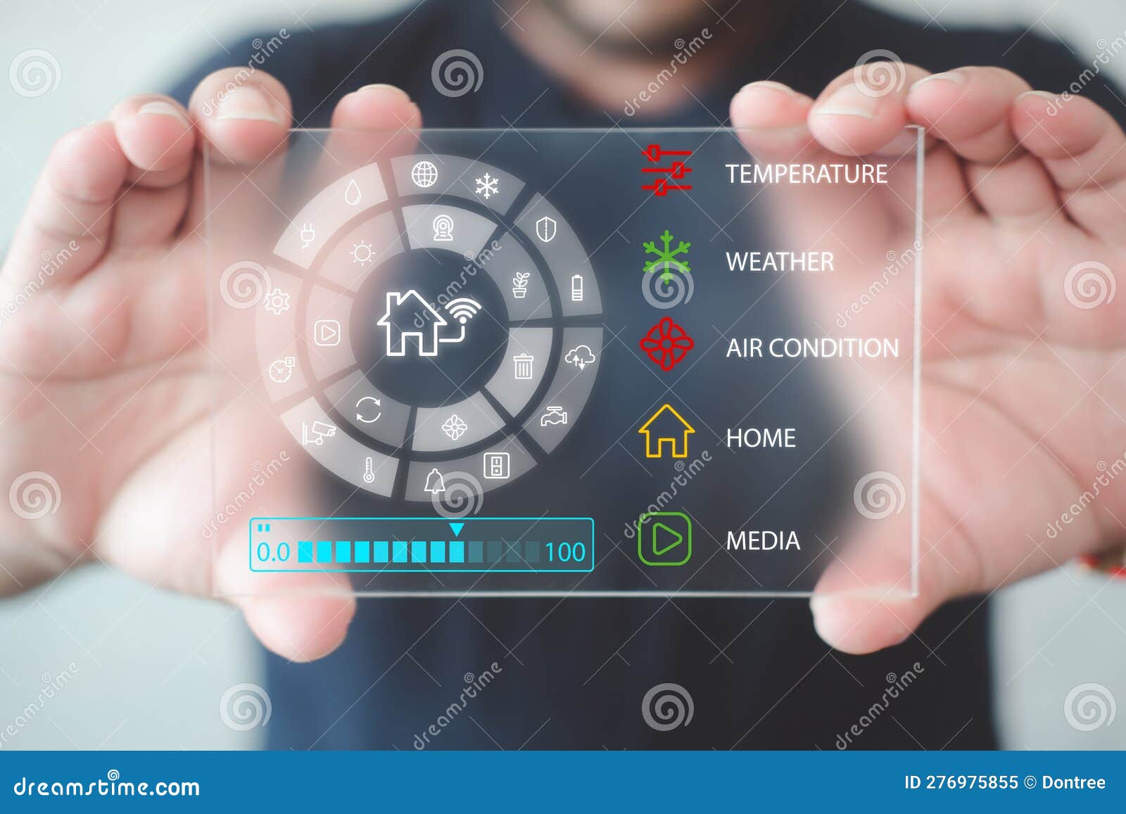 Smart Home Control Concept Hand Showing Icons Screen with Smart Home ...