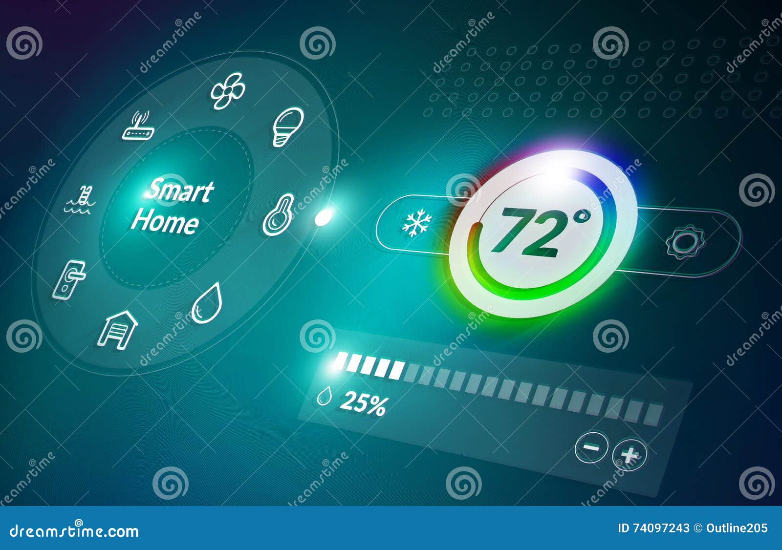 Smart Home Control Dashboard Stock Illustration - Illustration of ...