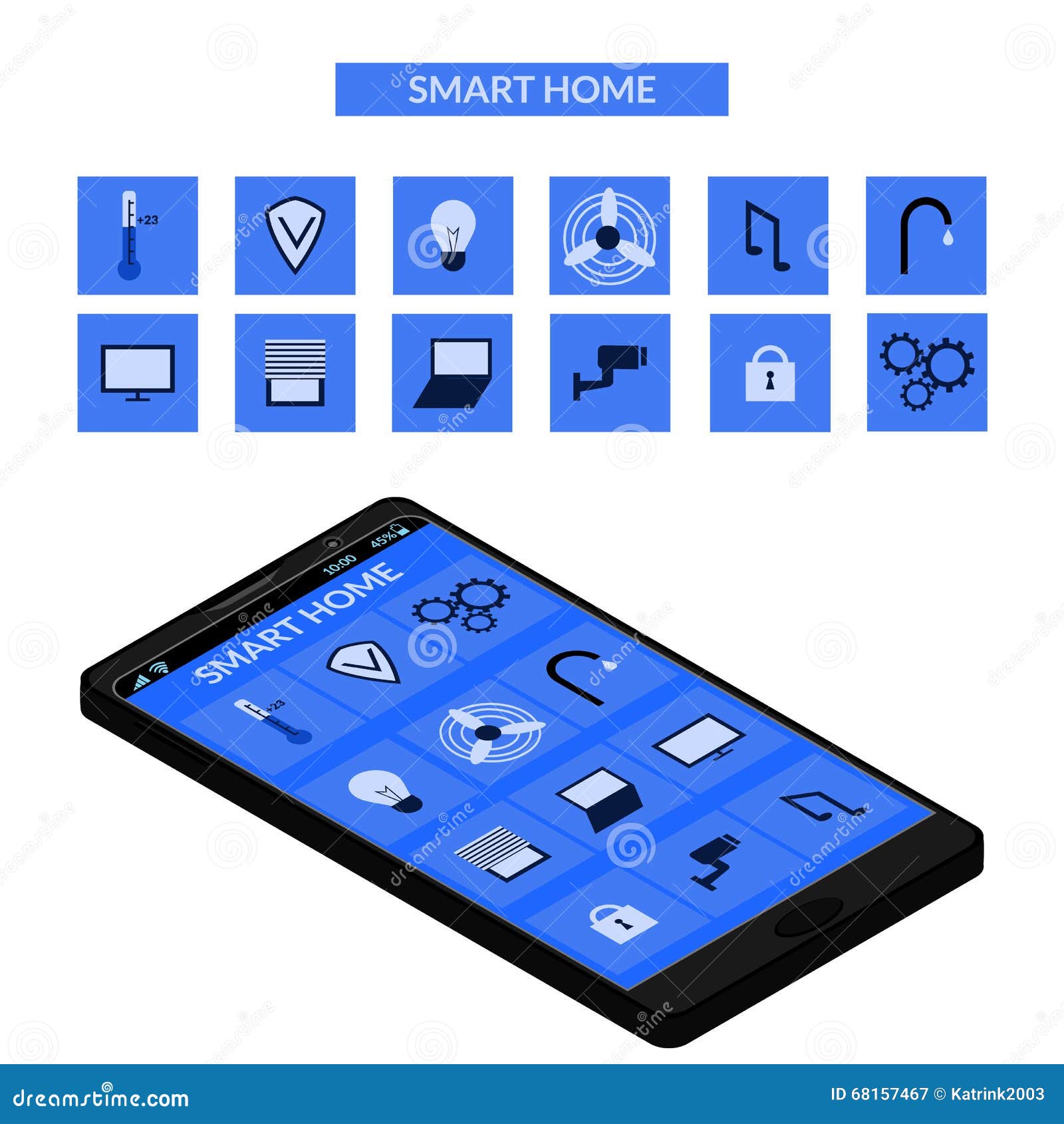 Smart Home and Control Device with Different Icons and Elements. Stock ...