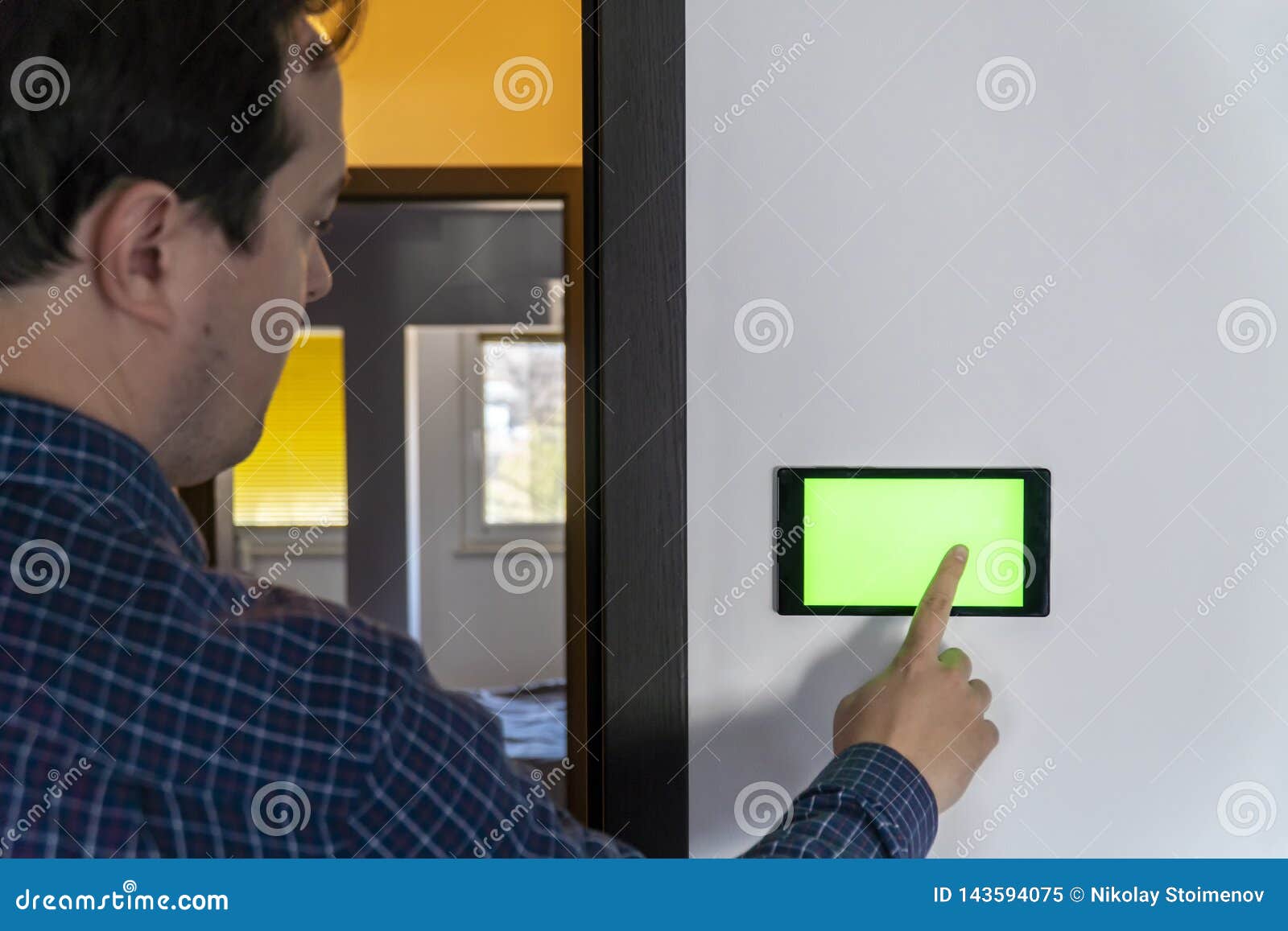 Smart Home Control Device on a Wall Stock Image - Image of digital ...