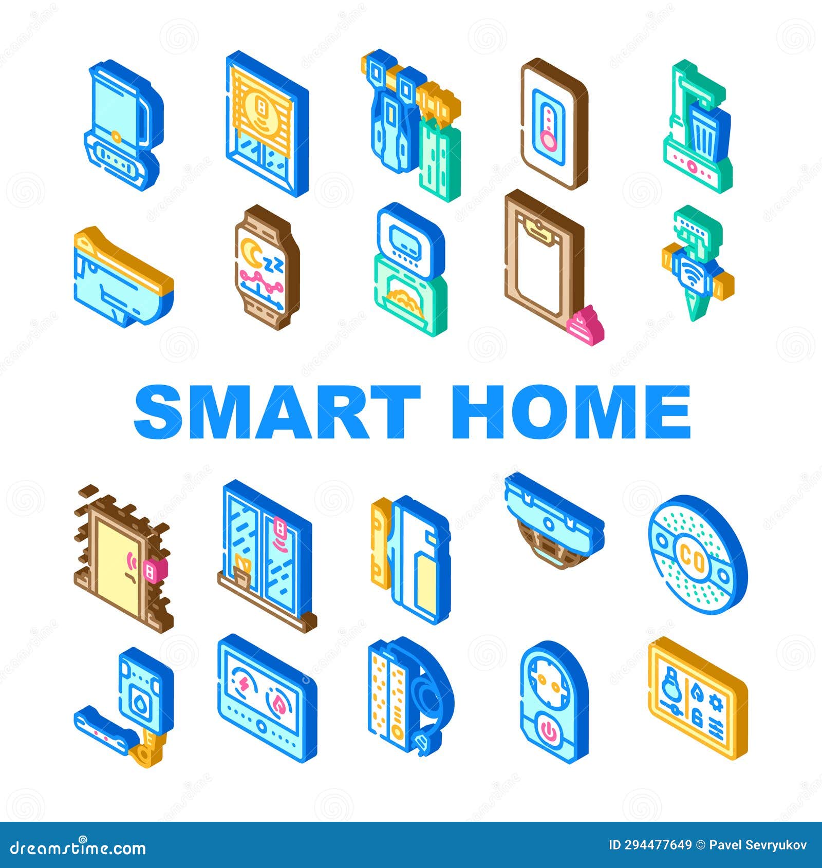 Smart Home Control Icons Set Vector Stock Vector - Illustration of ...