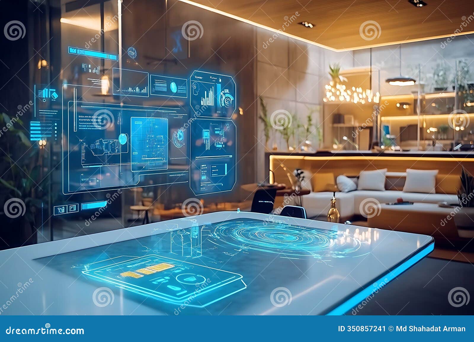 Smart Home Control Interface Stock Illustration - Illustration of ...