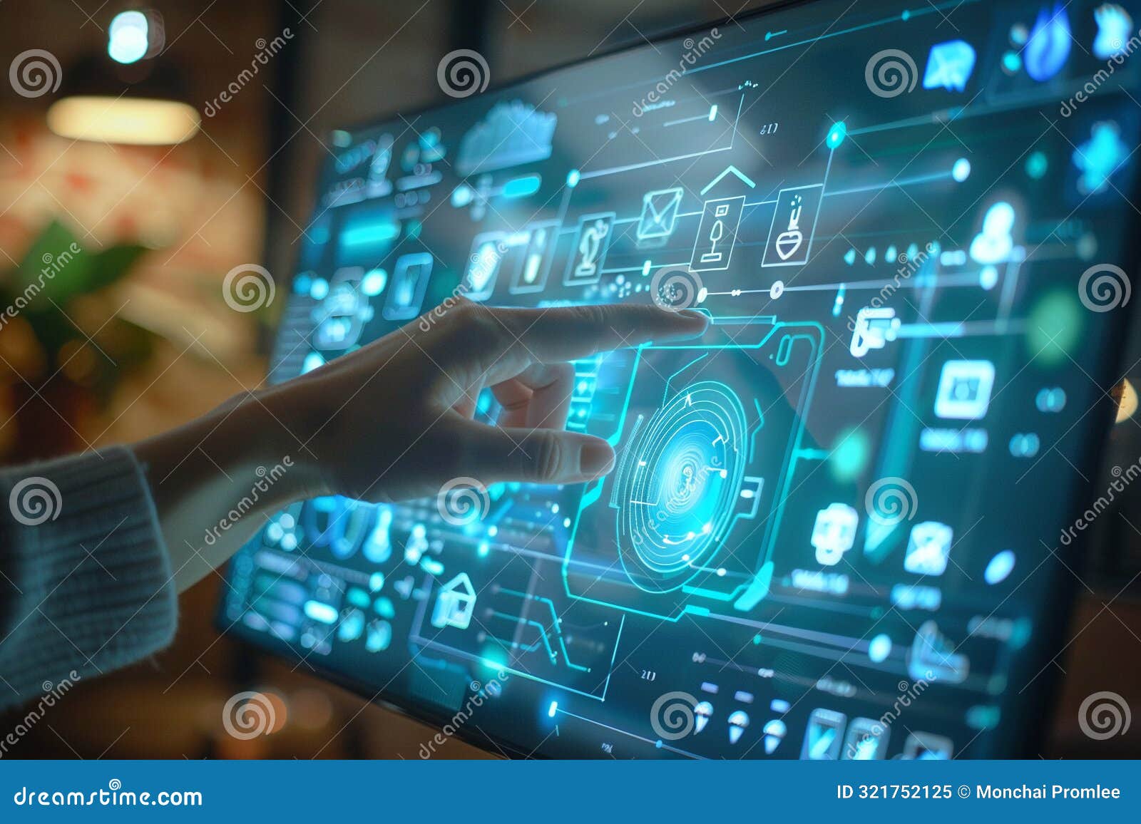 Smart Home Control Interface, Holographic Display, Modern Minimalist ...