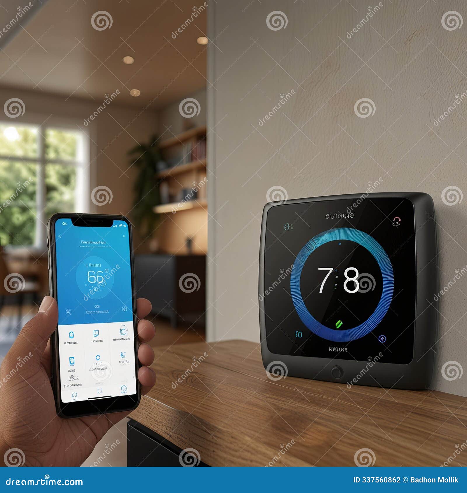 Smart Home Control Panel Projected Onto Living Room Wall Iot Devices ...