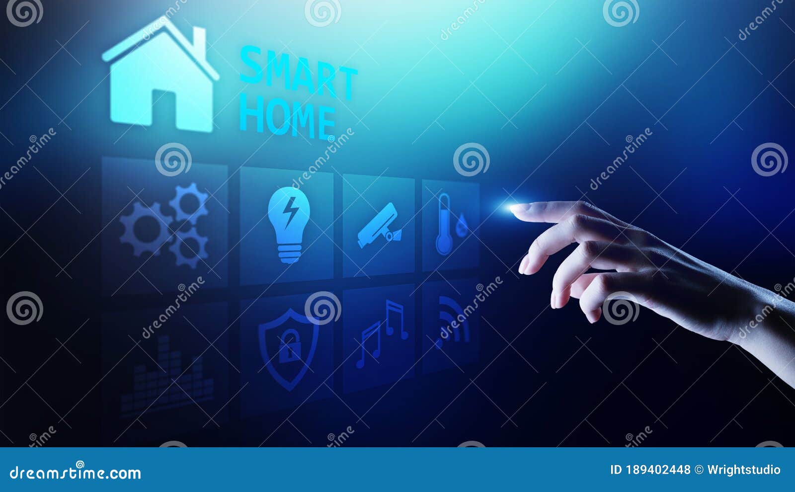 Smart Home Control Panel on Virtual Screen. Internet of Things, IOT ...