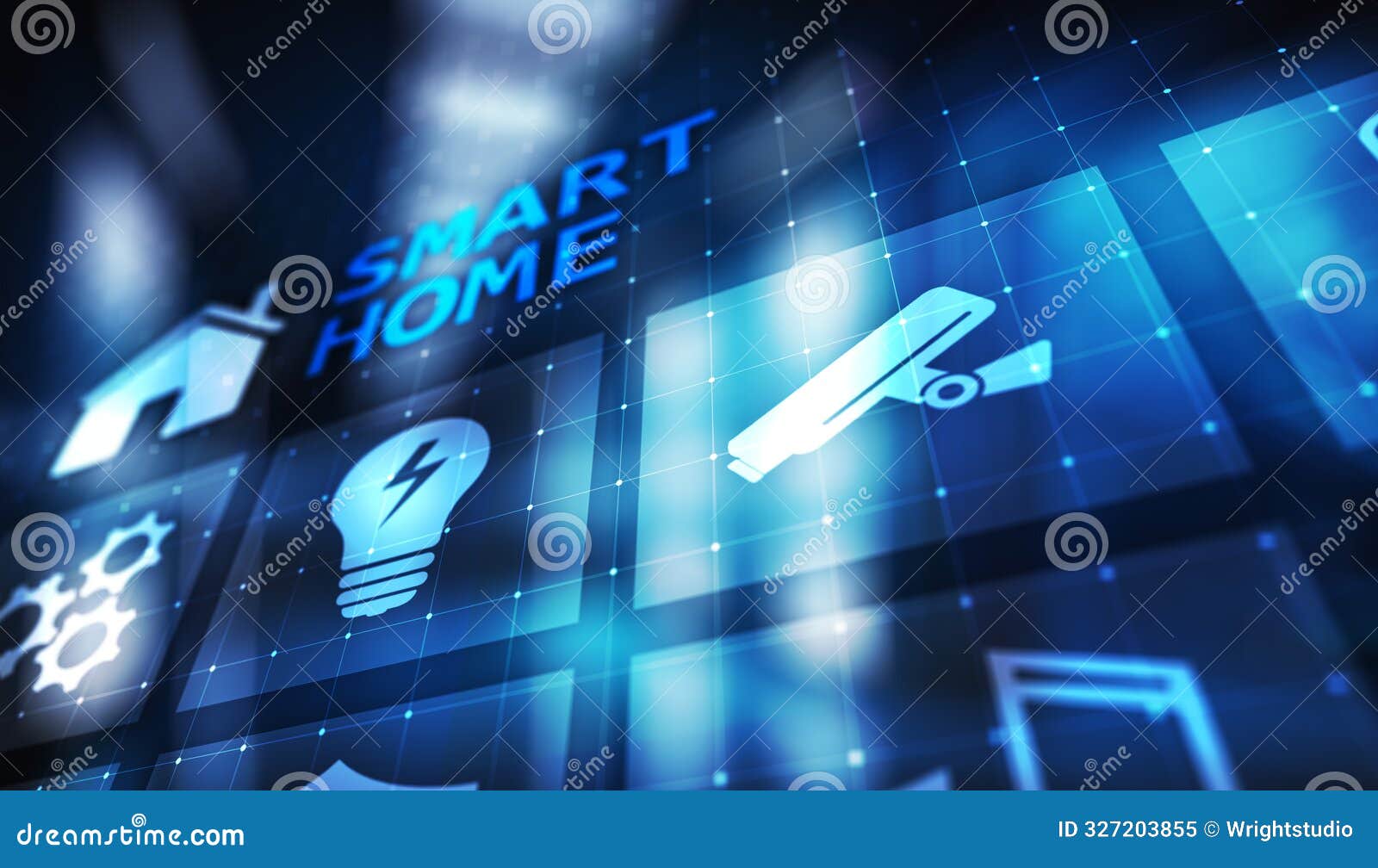 Smart Home Control Panel on Virtual Screen. Internet of Things, IOT ...