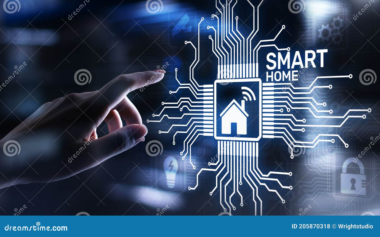 Smart Home Control Panel on Virtual Screen. IOT and Automation ...