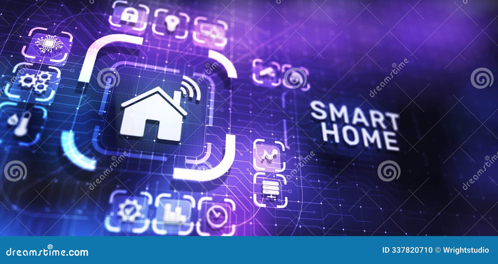 Smart Home Control Panel on Virtual Screen. IOT and Automation ...