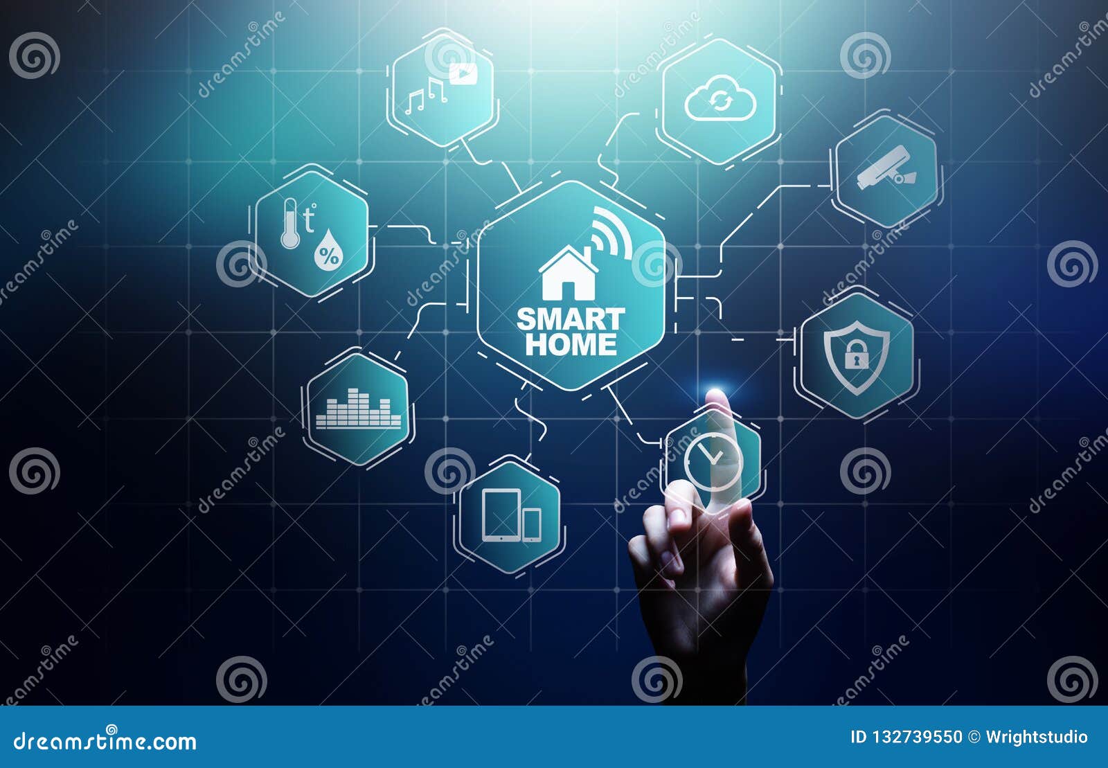 Smart Home Control Panel on Virtual Screen. IOT and Automation ...