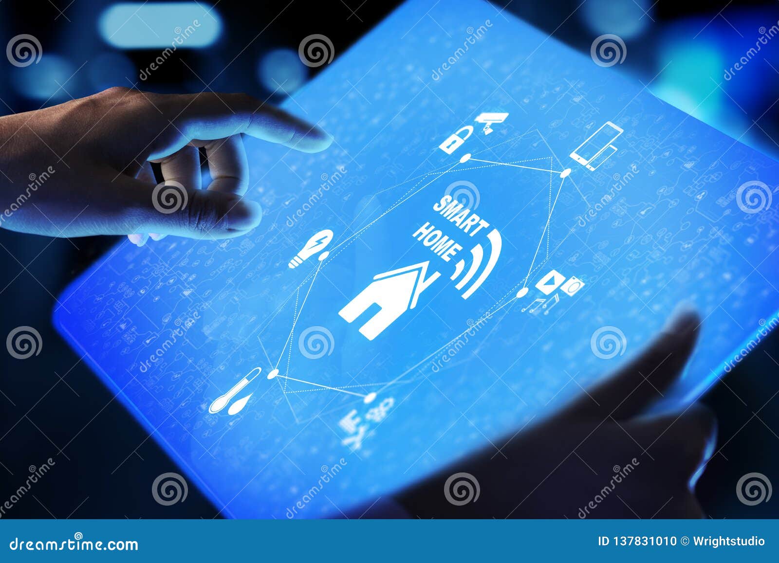 Smart Home Control Panel on Virtual Screen. IOT and Automation ...