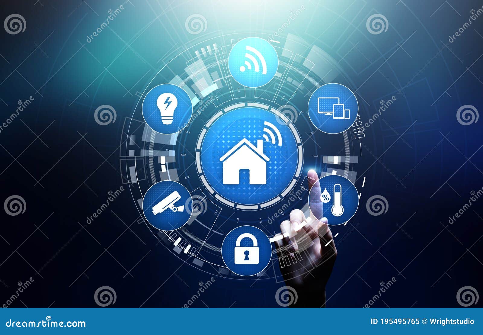 Smart Home Control Panel on Virtual Screen. IOT and Automation ...