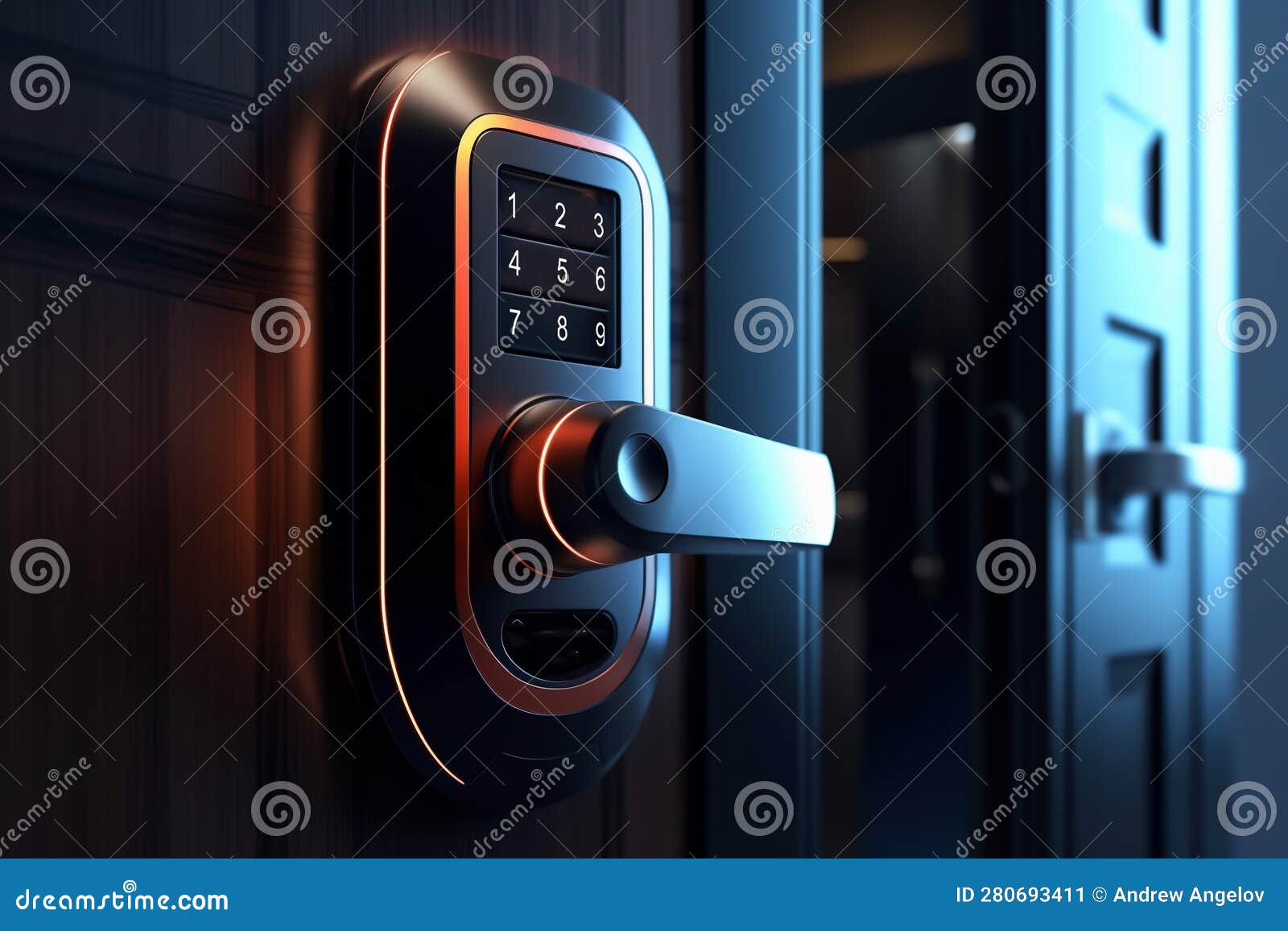 Smart Home Control on Tablet. Interior of Living Room in the Background ...