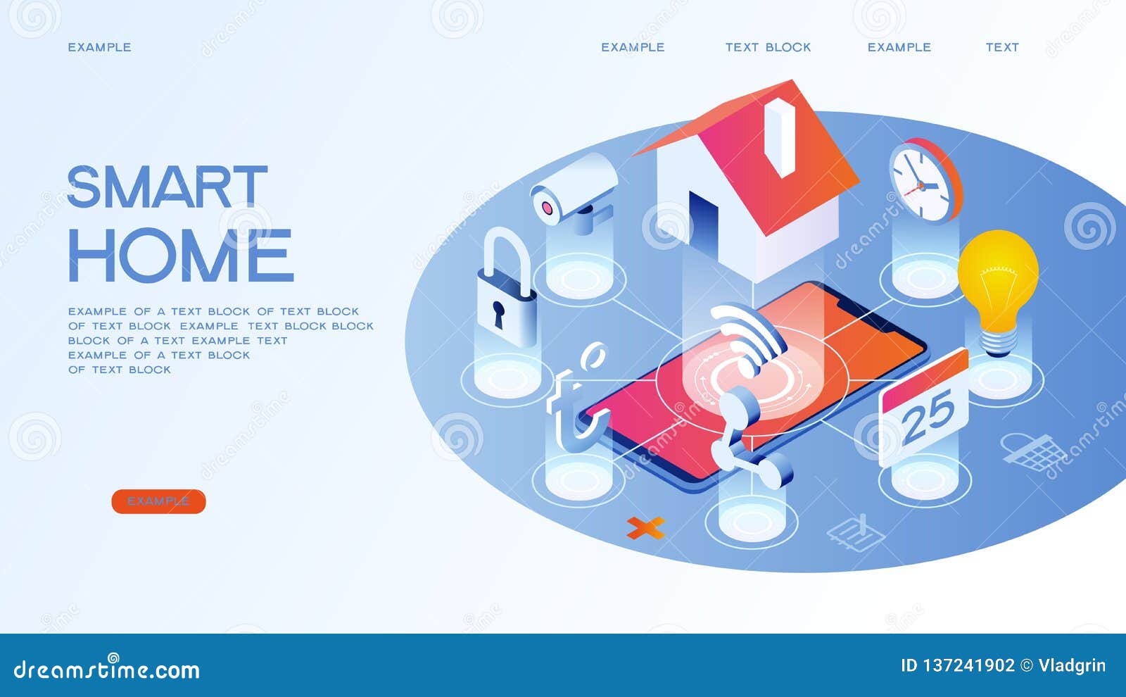 Smart Home Control Template. Stock Vector - Illustration of flat ...