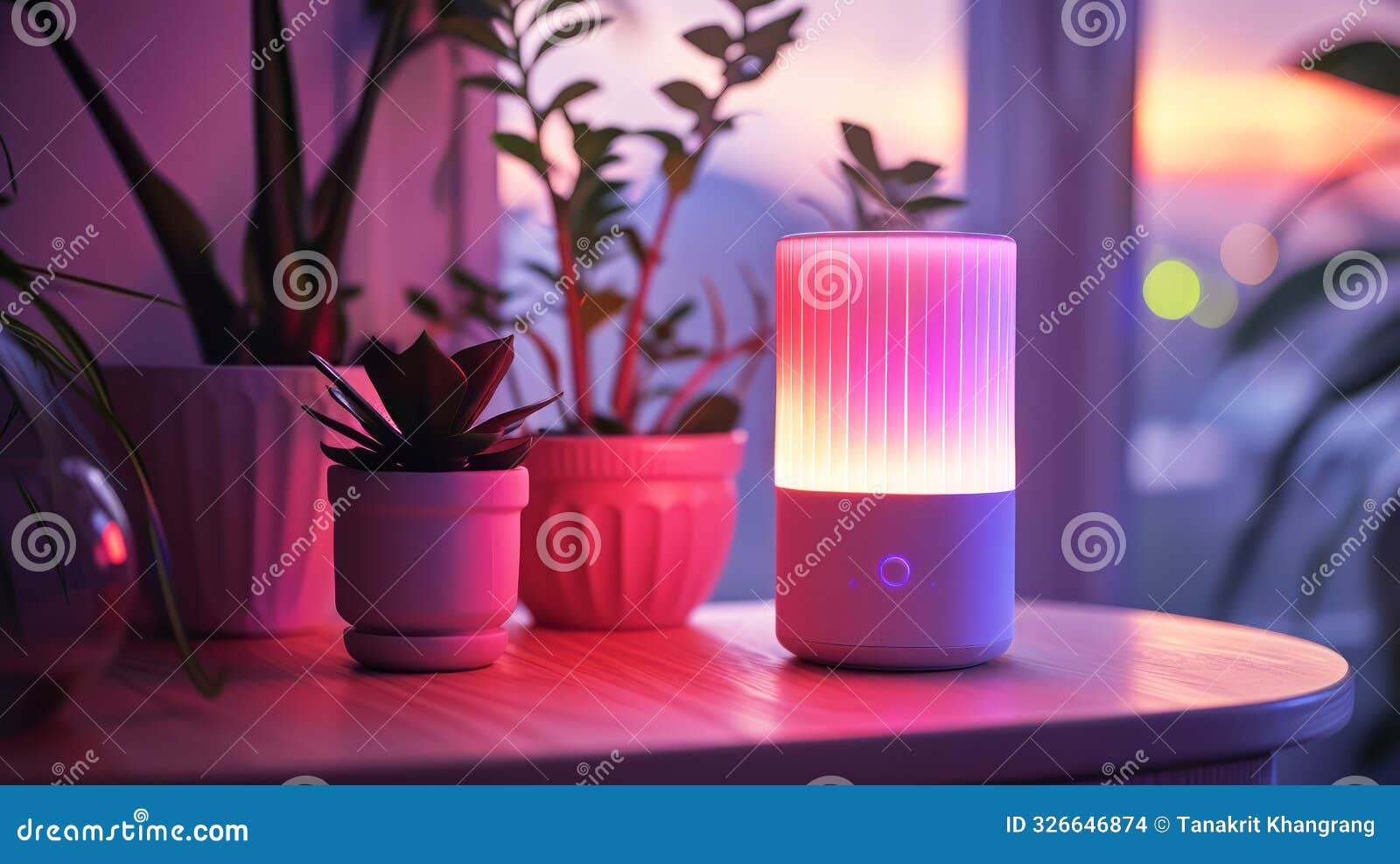 Smart Home Device with Ambient Lighting, a Smart Home Diffuser Glowing ...