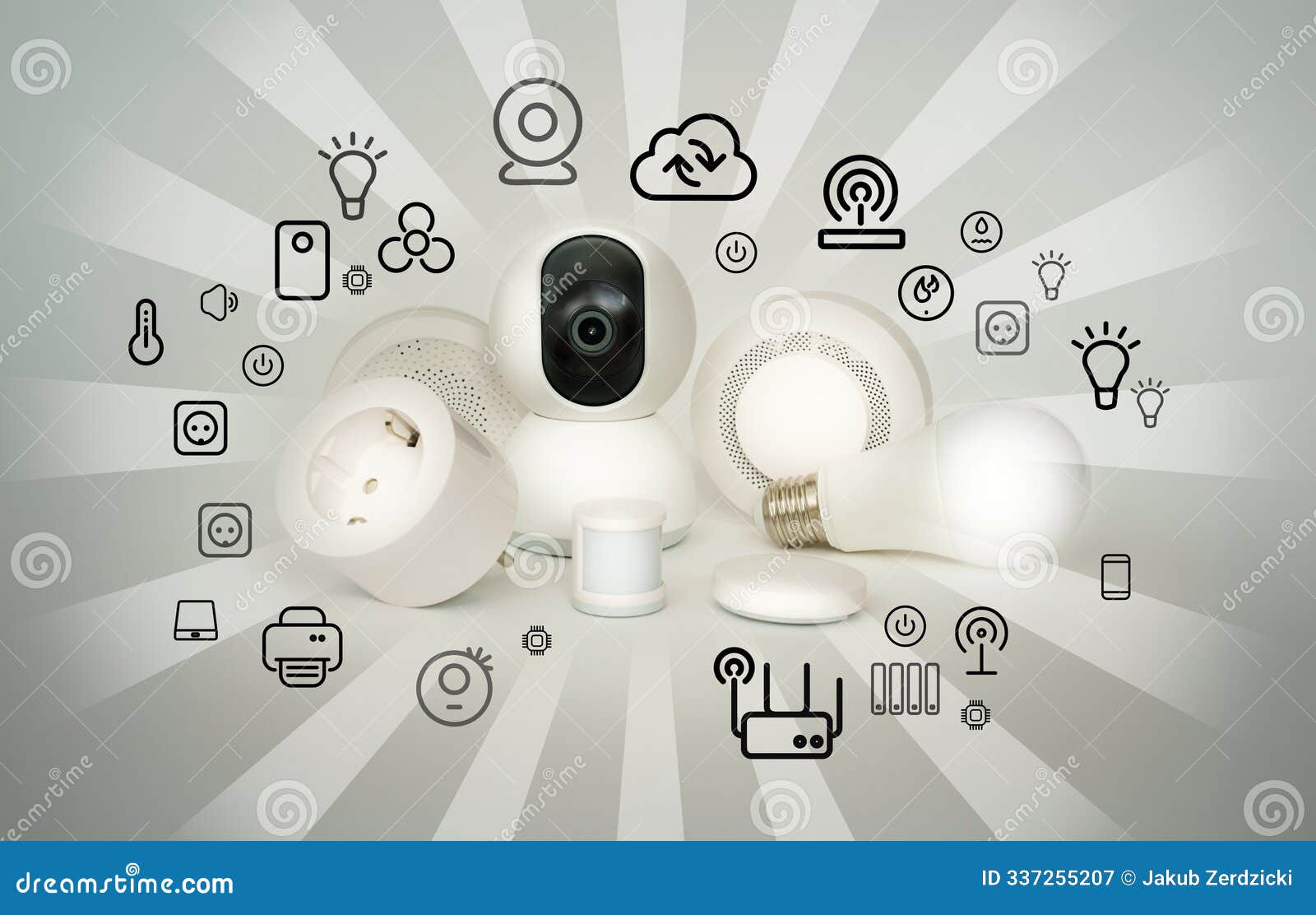 Smart Home Devices Equipment. Remote Control Security System Stock ...