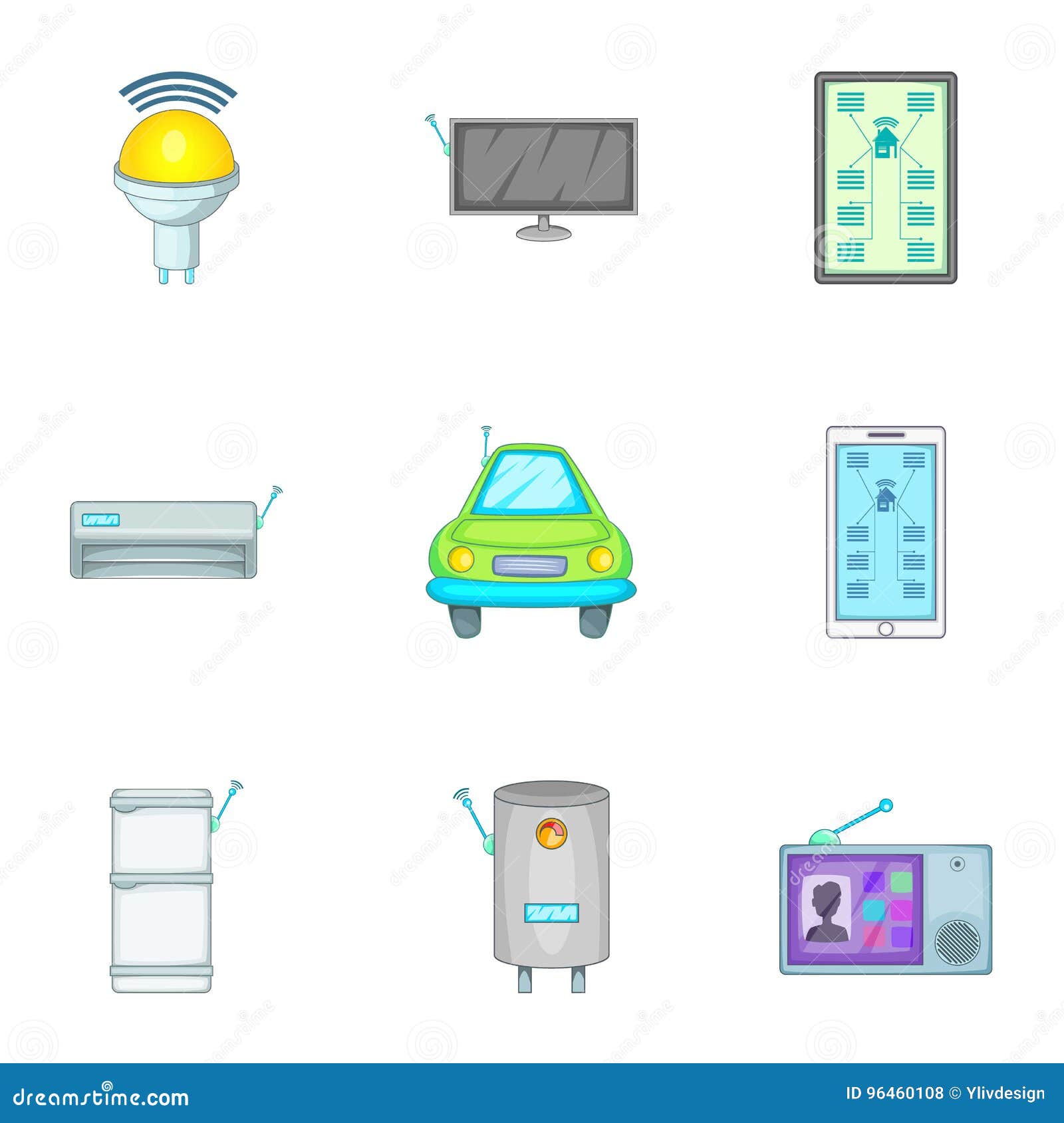 Smart Home Devices Icons Set, Cartoon Style Stock Vector - Illustration ...