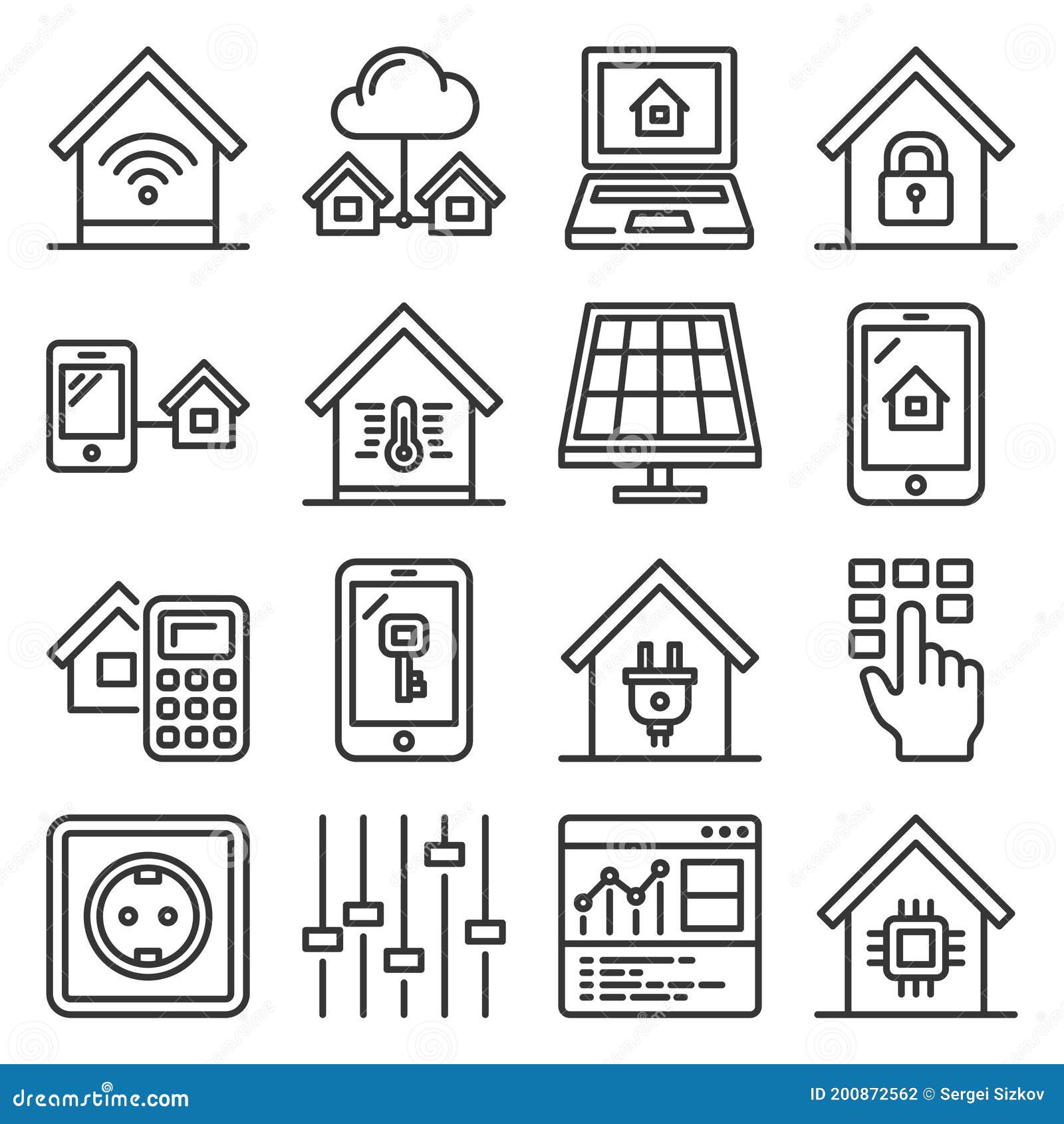 Smart Home Devices and Interface Icons Set. Vector Stock Vector ...
