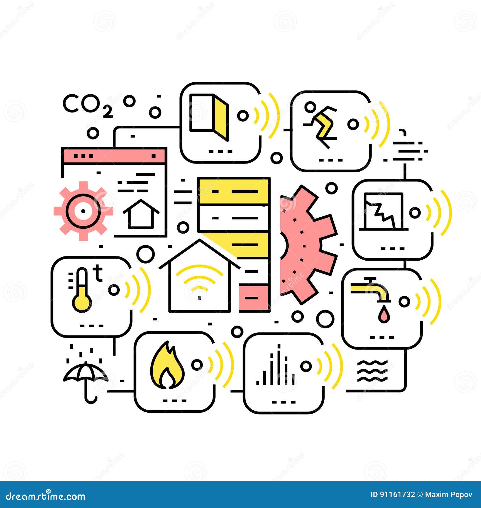 Smart Home Devices, Internet of Things Collage Stock Vector ...