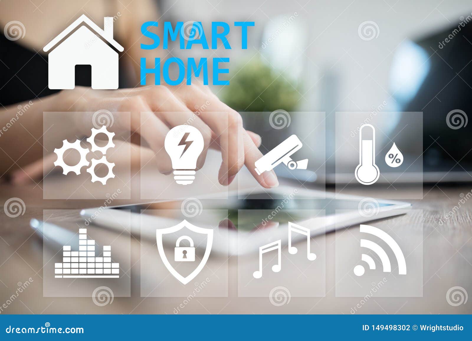 Smart Home Digital Interface on Virtual Screen. Internet and Automation ...