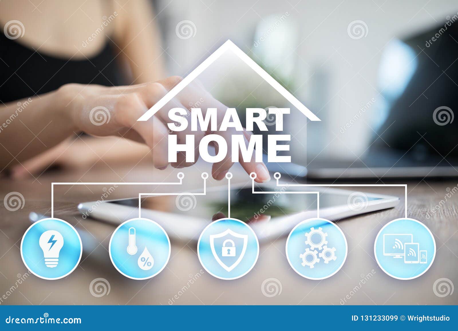 Smart Home Digital Interface on Virtual Screen. Internet and Automation ...