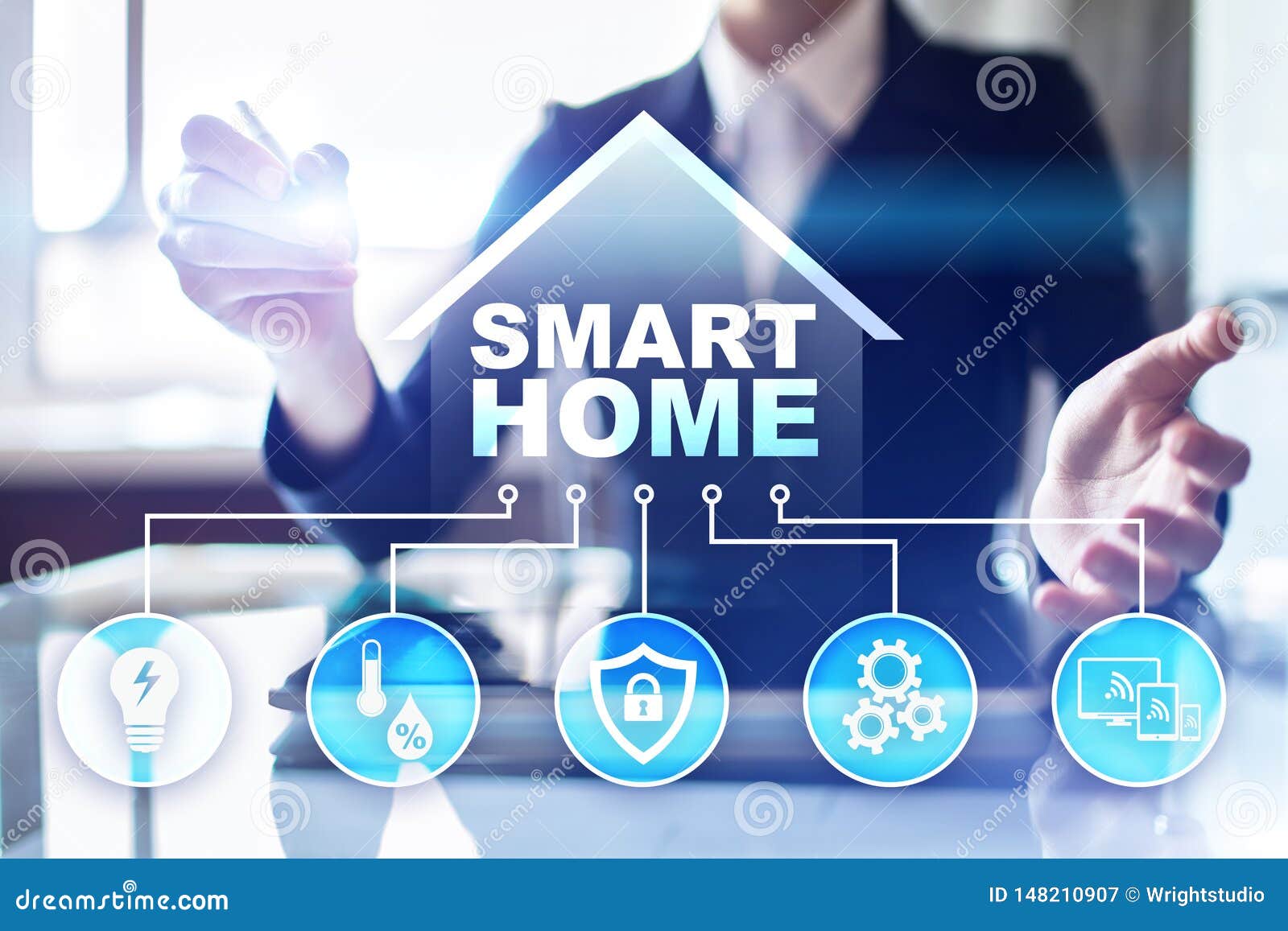 Smart Home Digital Interface on Virtual Screen. Internet and Automation ...