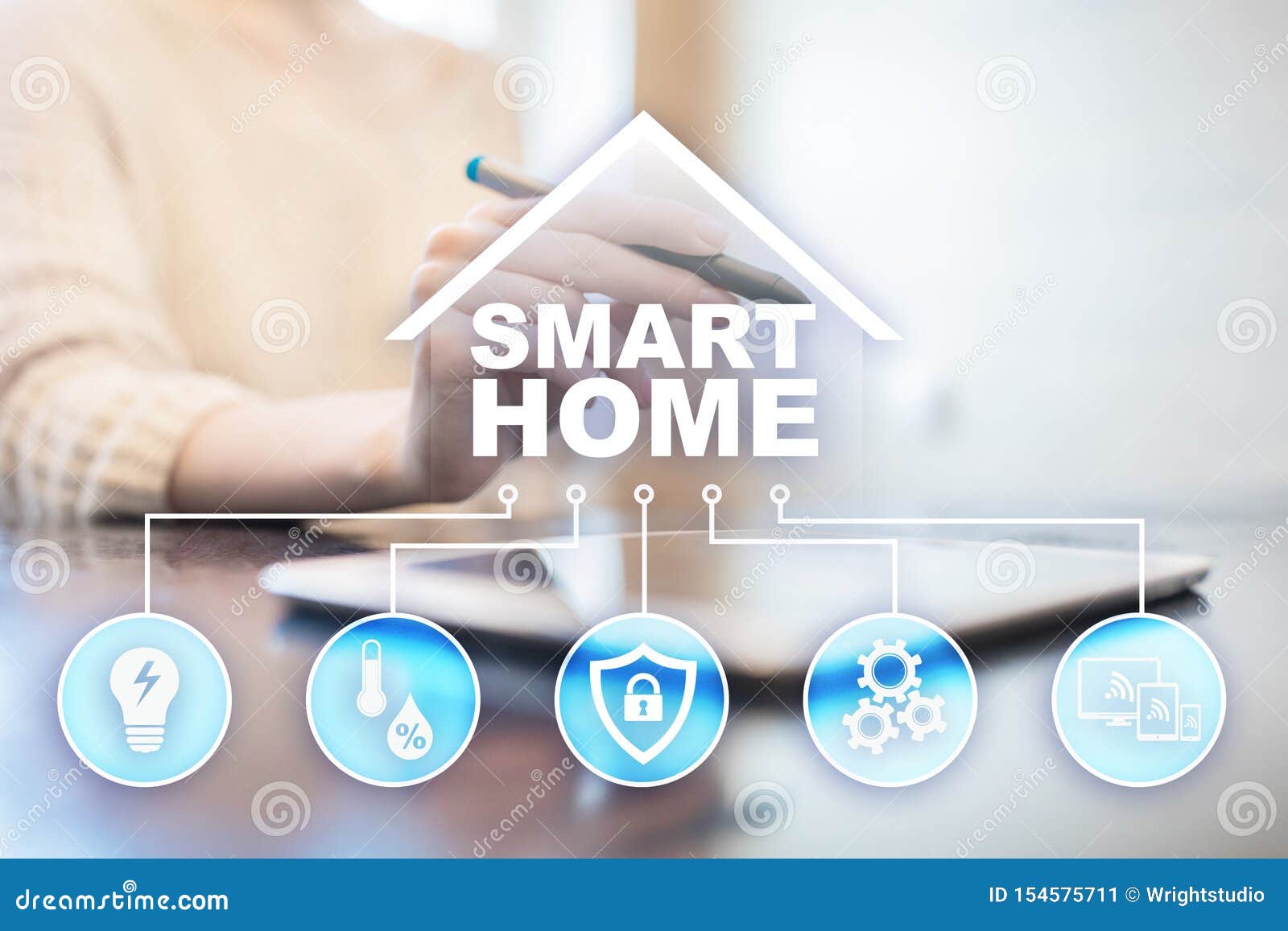 Smart Home Digital Interface on Virtual Screen. Internet and Automation ...